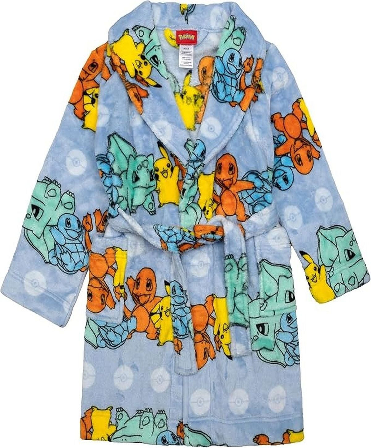 Boy's Pokemon, Pikachu and Characters Plush Soft Fleece Blue Bathrobe ...