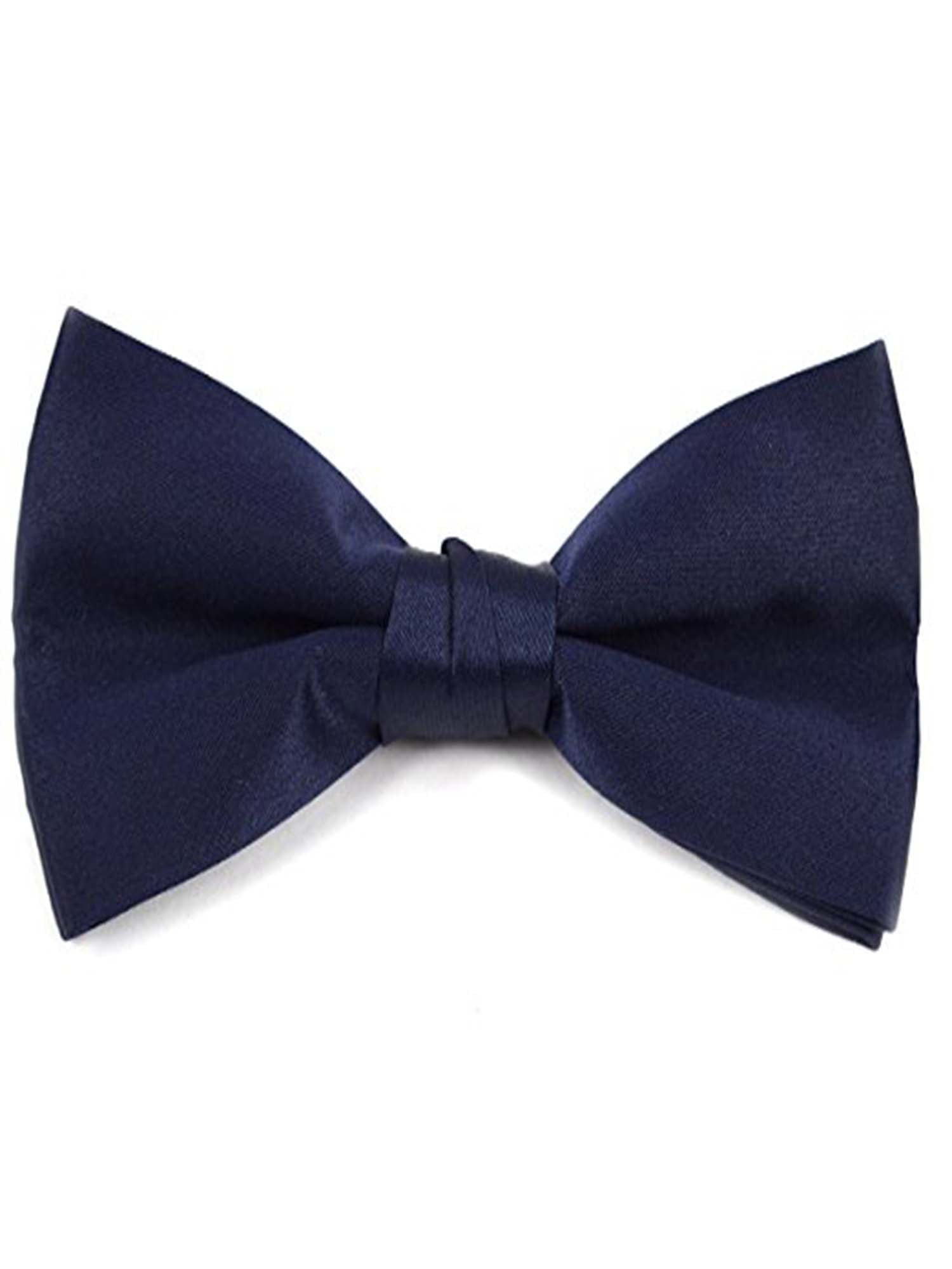 Boy's Poly Satin Banded Clip On Bow Ties (Navy) - Walmart.com