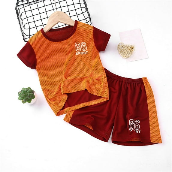 Boy's Short Sleeved Running Suit Casual Quick Drying Clothes Athletic T ...
