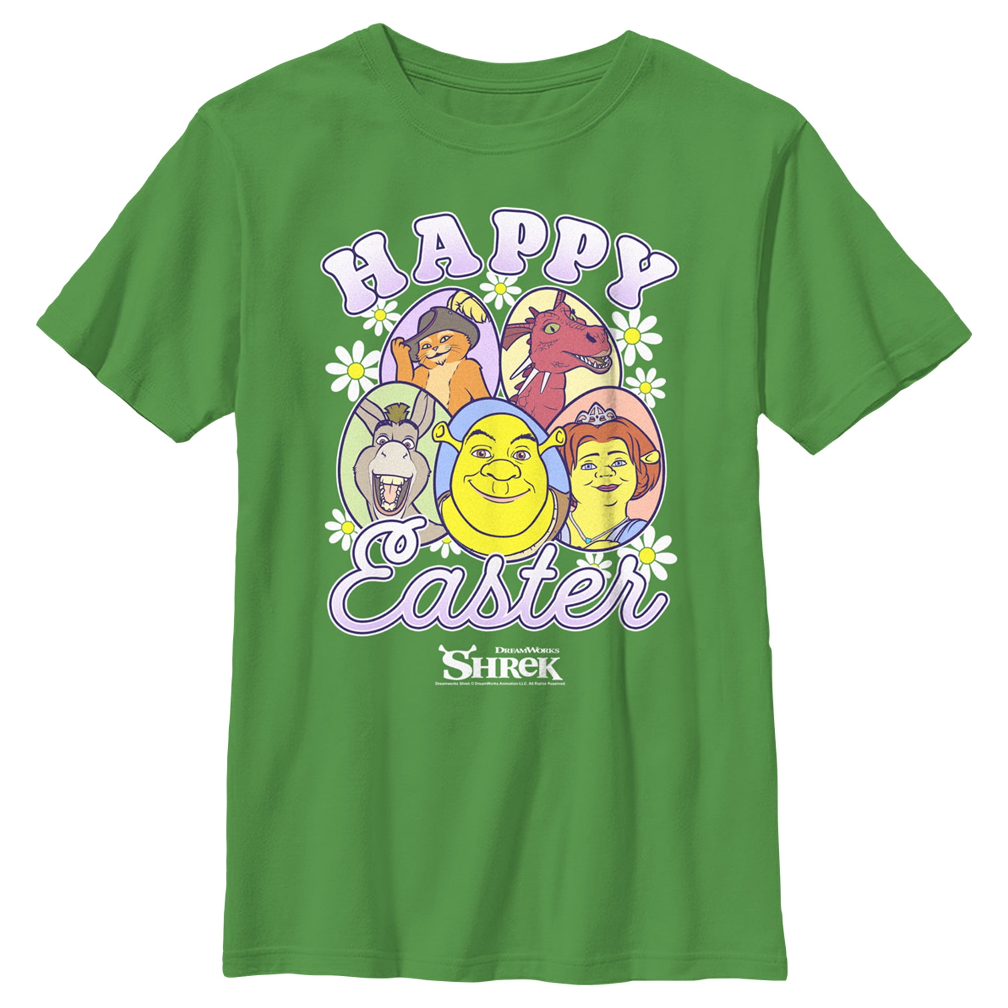 Boy's Shrek Happy Easter Cartoon Portraits Graphic Tee Kelly Green ...