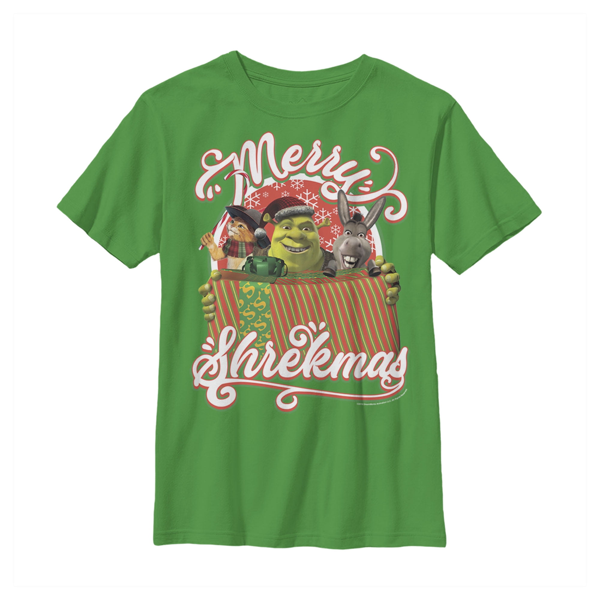 Boy's Shrek Merry Shrekmas Graphic Tee Kelly Green X Large - Walmart.com