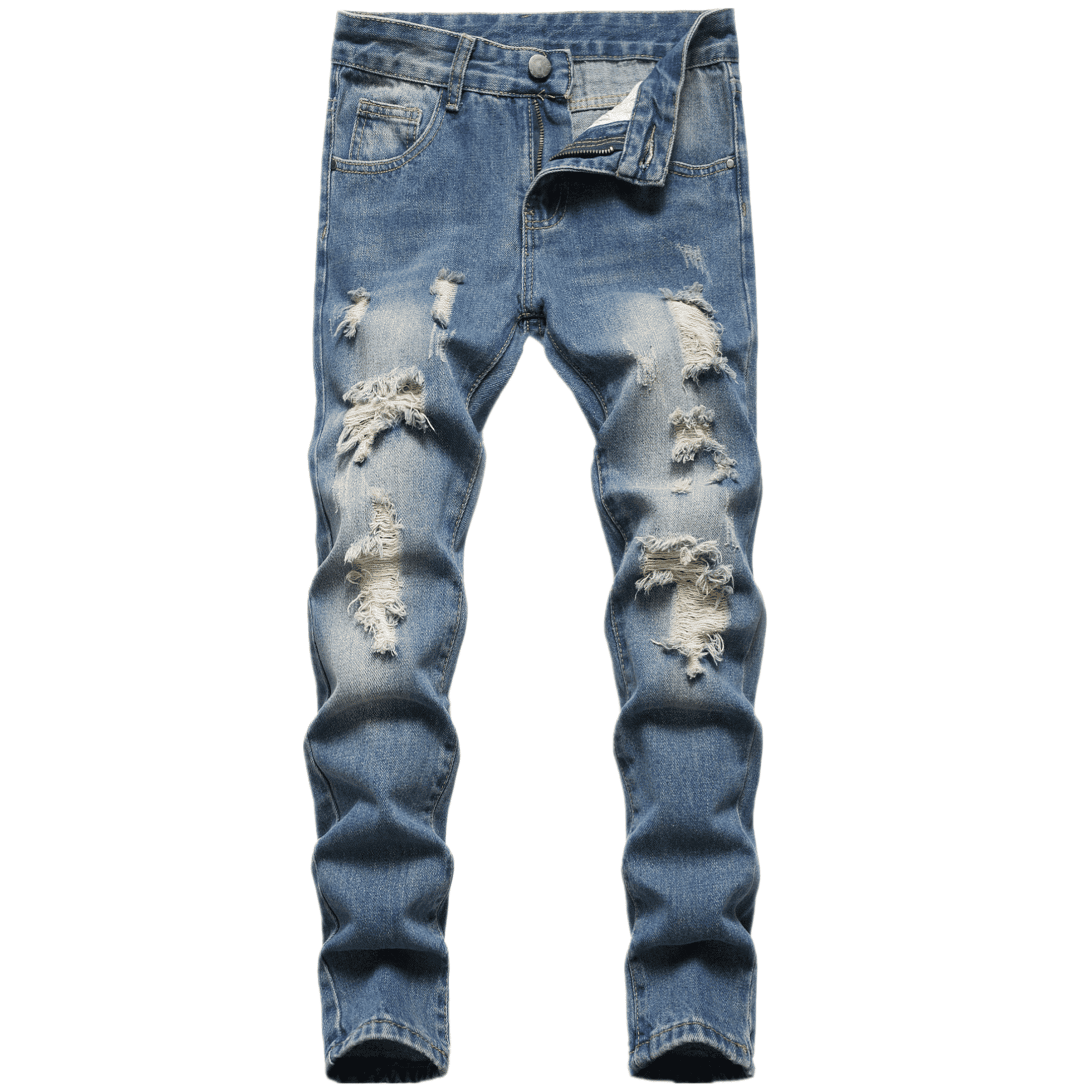Boy's Skinny Fit Ripped Destroyed Distressed Fashion Denim Jeans Pants ...