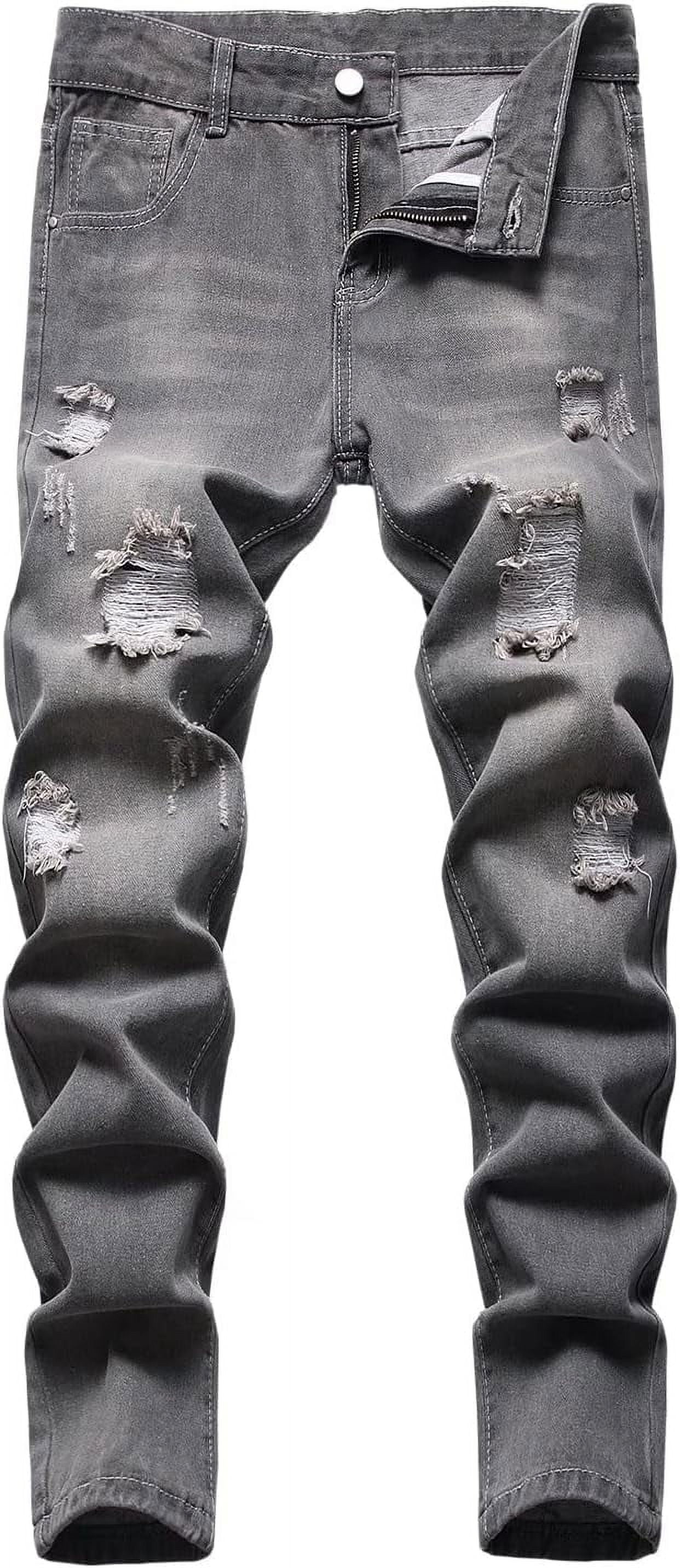 Youth Boy's Skinny Fit Ripped Distressed Slim Jeans Pants, Fashion Kids ...