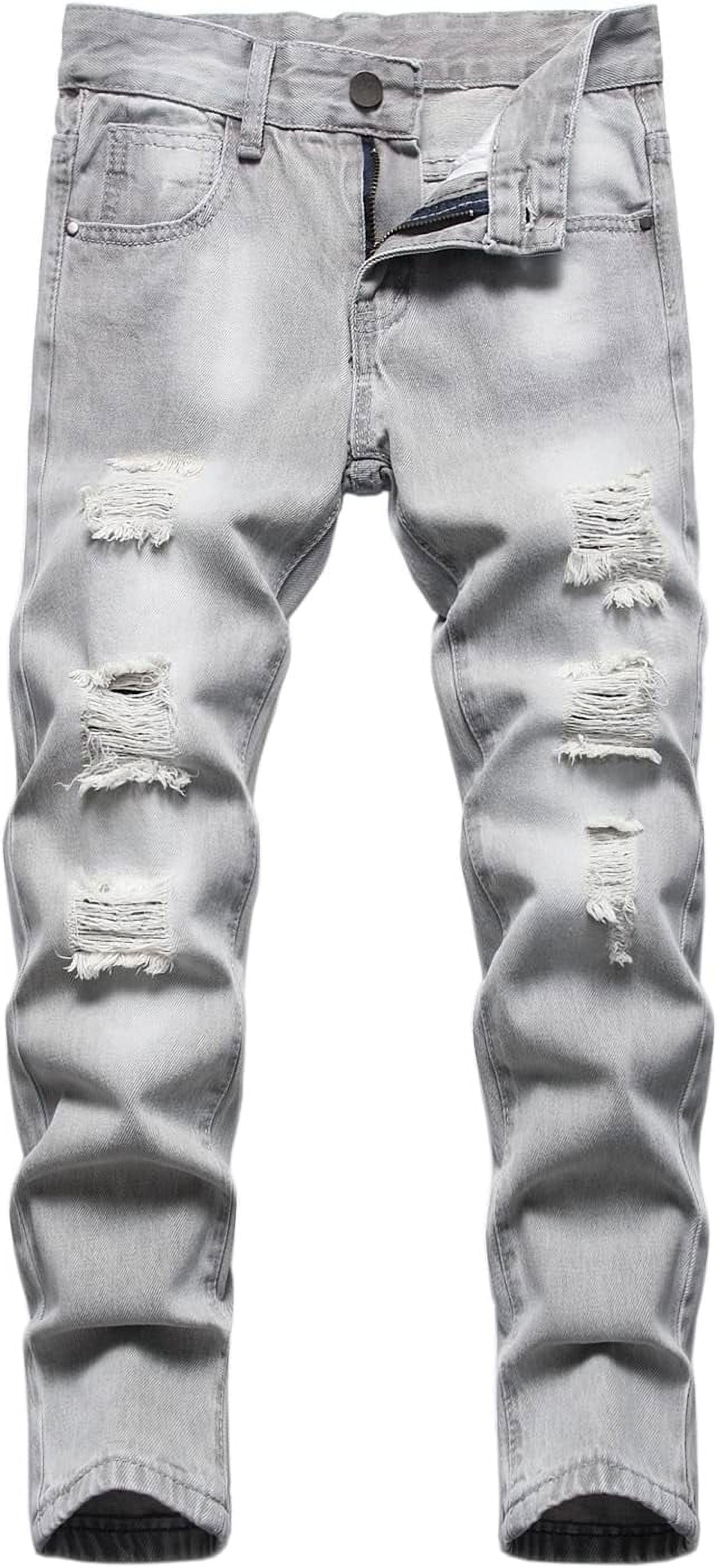 Boy's Skinny Fit Ripped Destroyed Distressed Fashion Kids Stretch Slim ...