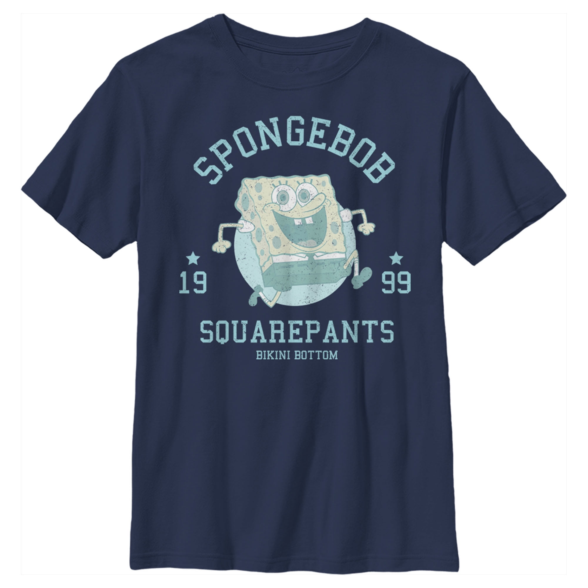 Boy's SpongeBob SquarePants Distressed Blue Bikini Bottom Graphic Tee ...