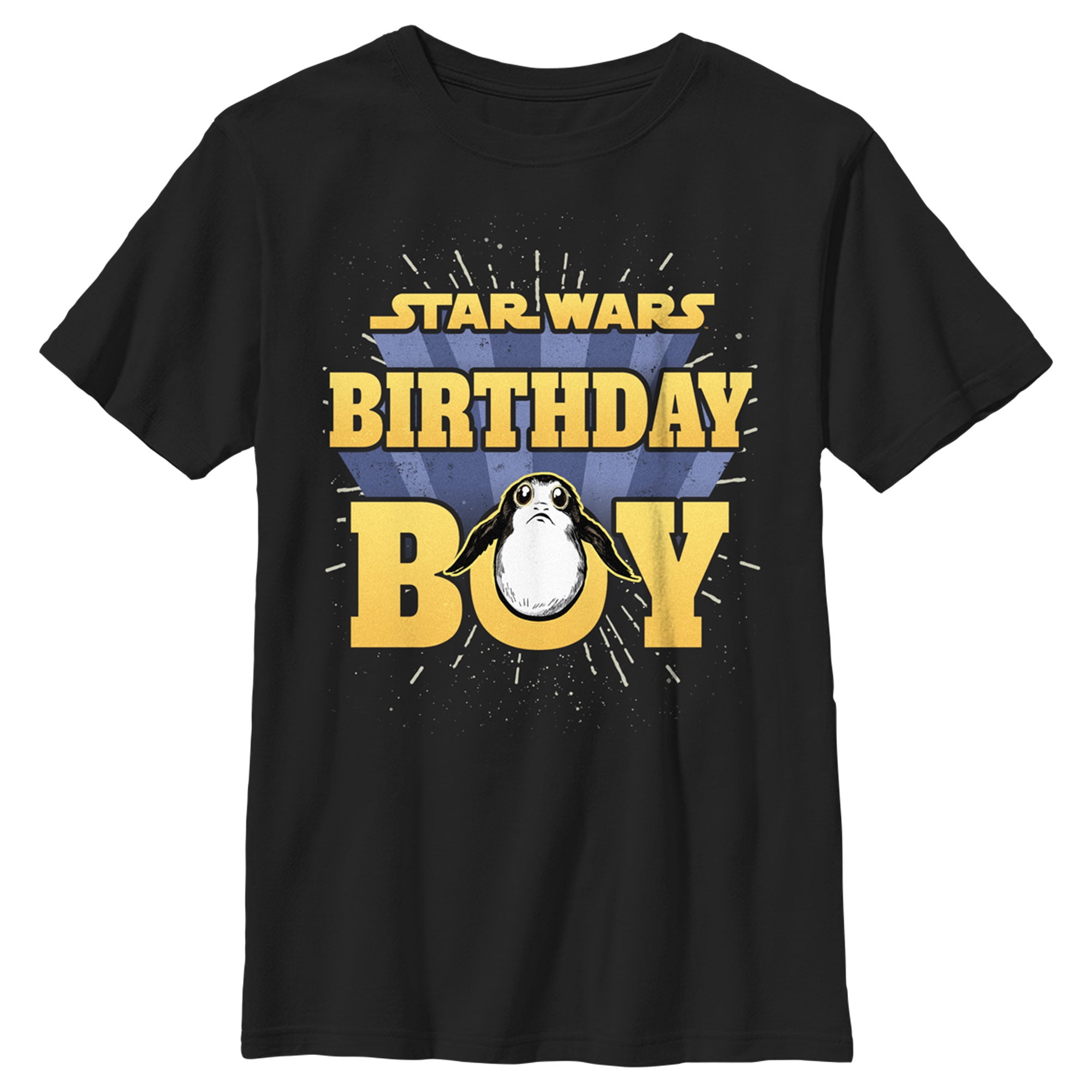 Boy's Star Wars Birthday Boy Porg Graphic Tee Black Large - Walmart.com