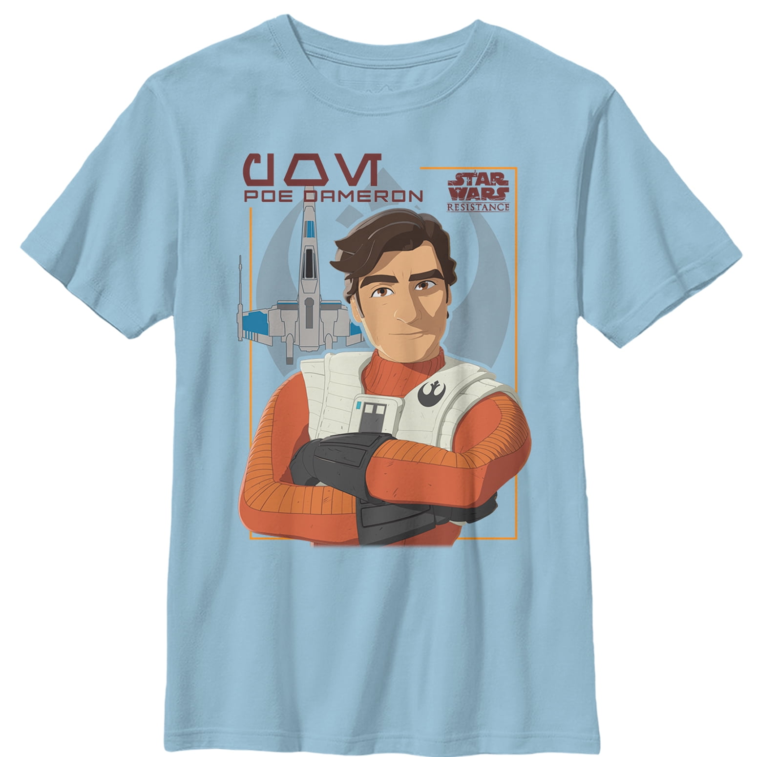 Boy's Star Wars Resistance Poe Dameron Portrait Graphic Tee Light Blue ...