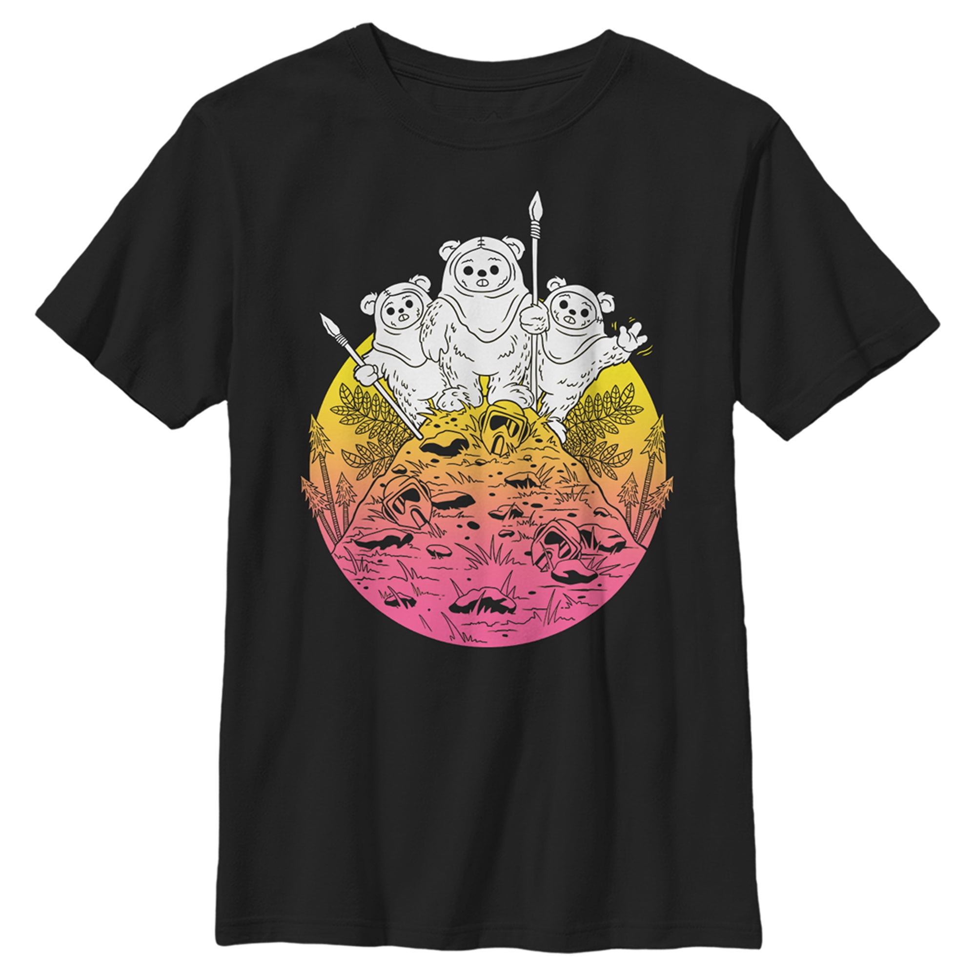 Boy's Star Wars: Return of the Jedi Ombre Ewok Scene Graphic Tee Black ...