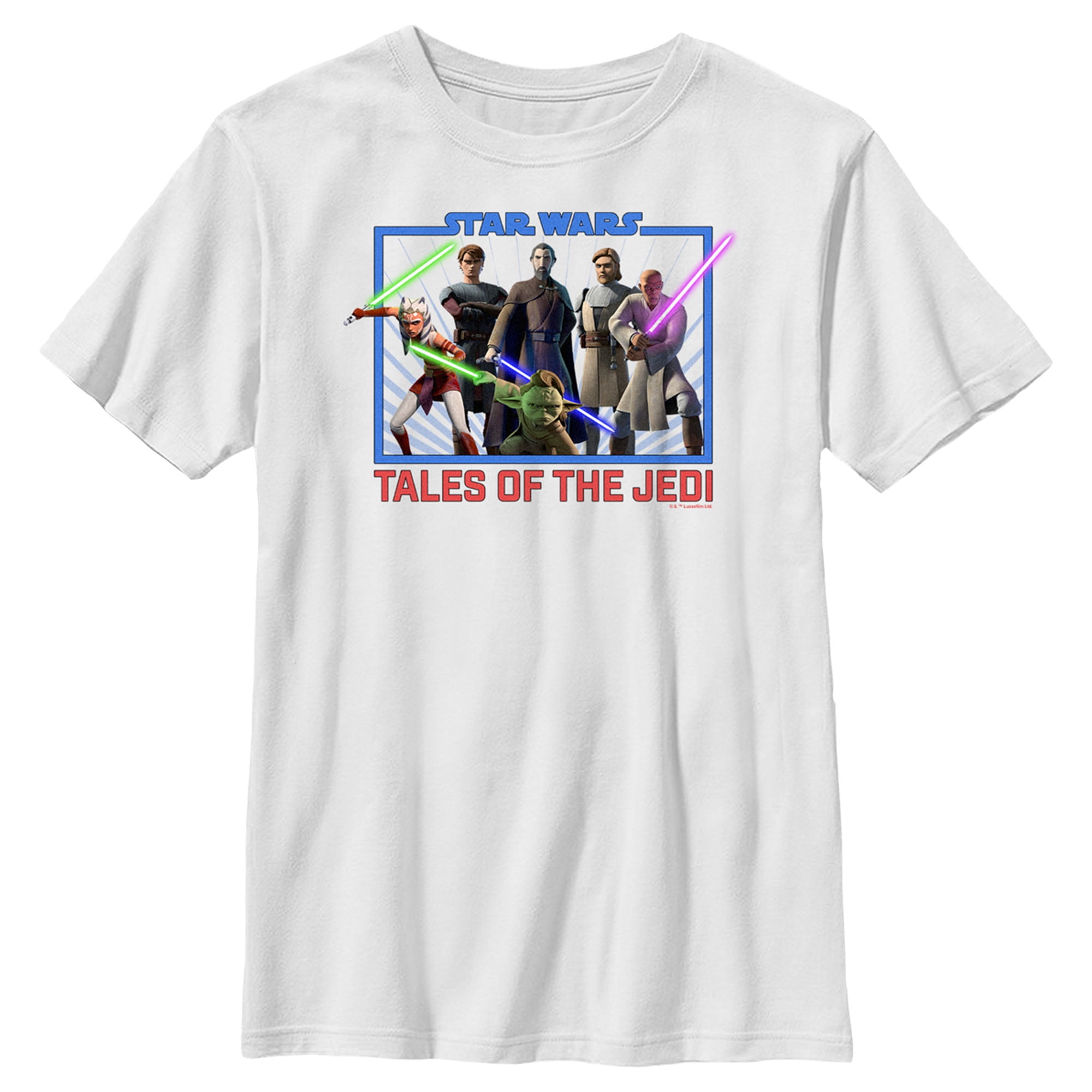 Boy's Star Wars: Tales of the Jedi Group Square Graphic Tee White Large ...