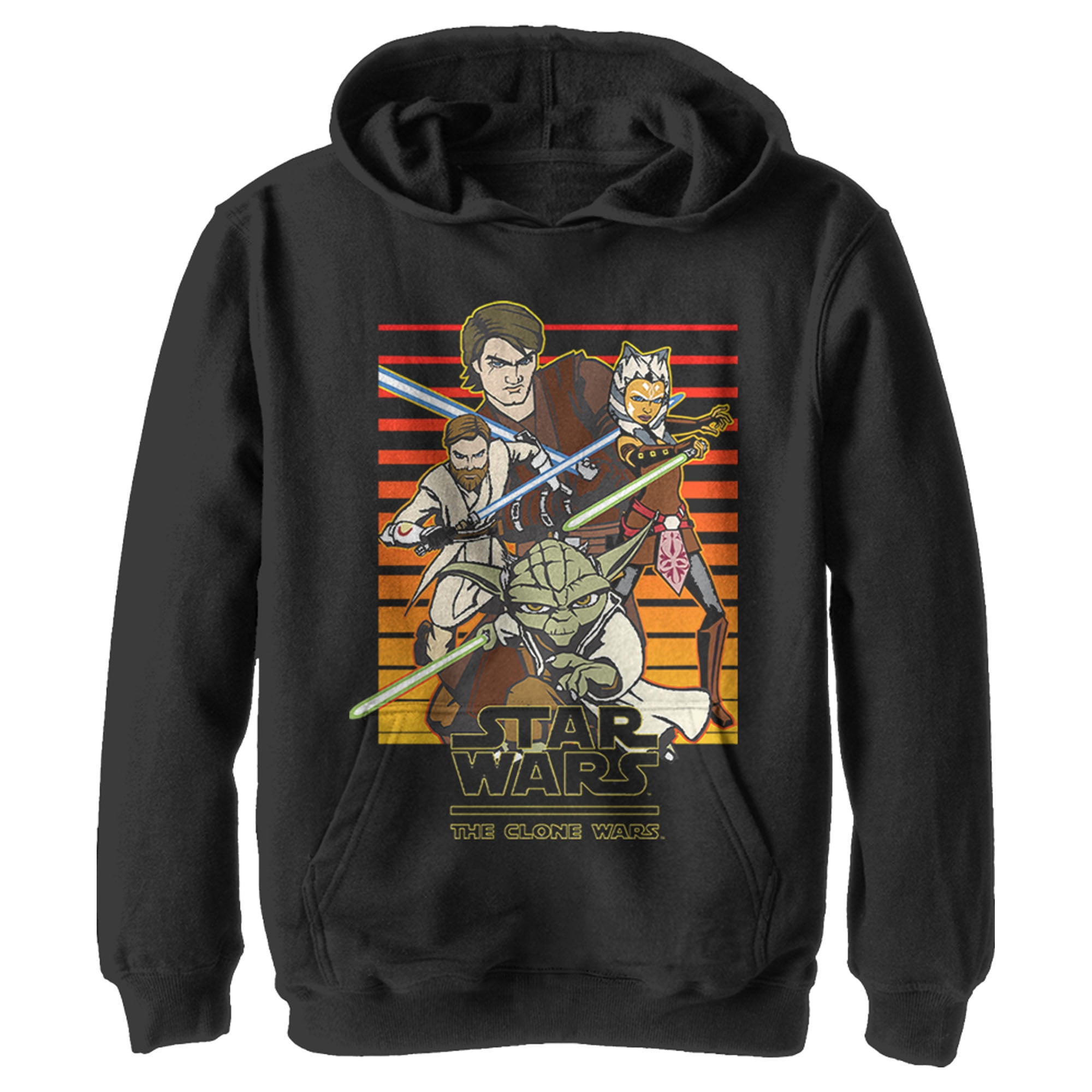 Boy's Star Wars: The Clone Wars Jedi Group Shot Retro Line Pull Over ...