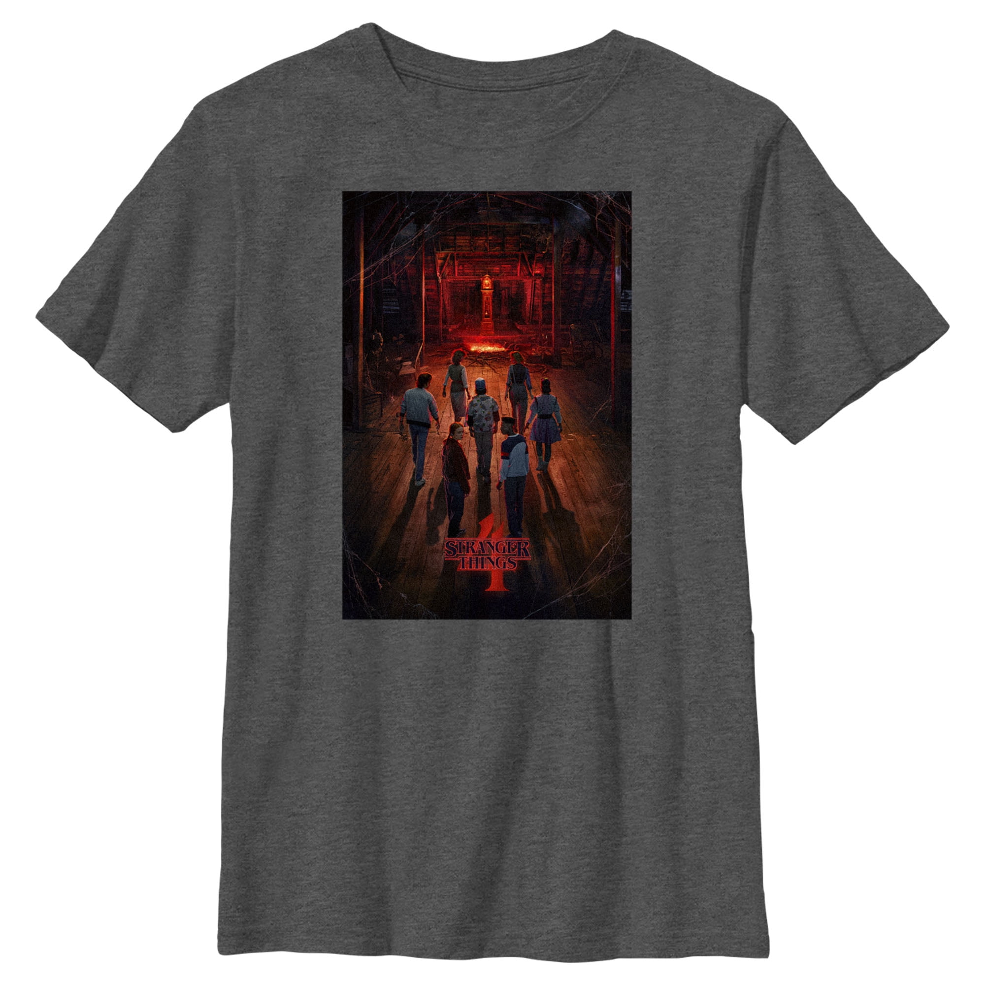 Boy's Stranger Things Caution Creel House Rift Poster Graphic T-Shirt ...