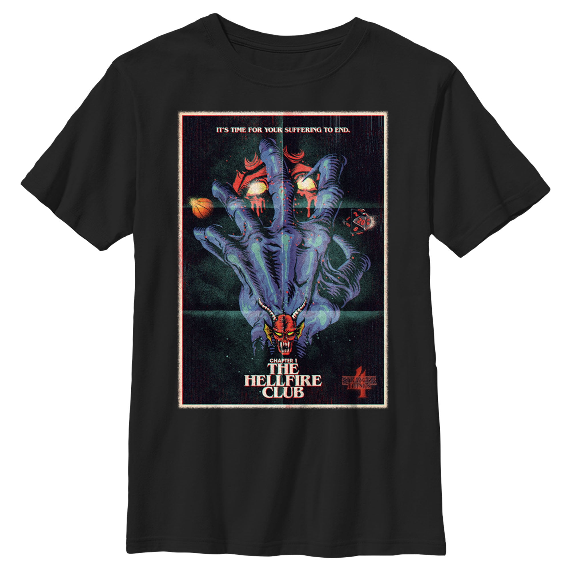 Boy's Stranger Things Retro Hellfire Club Poster Graphic T-Shirt ...