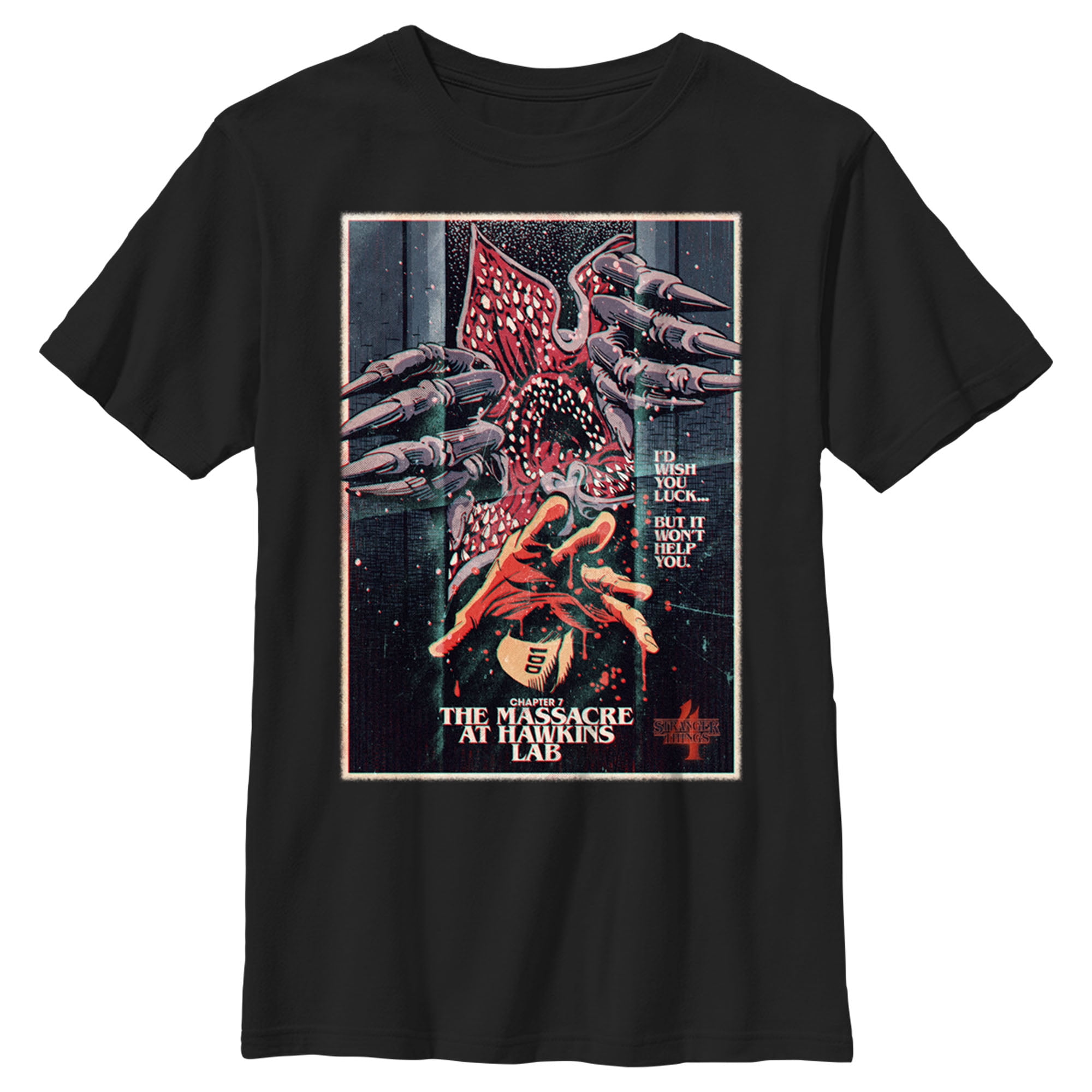 Boy's Stranger Things Retro Massacre At Hawkins Lab Graphic T-Shirt ...
