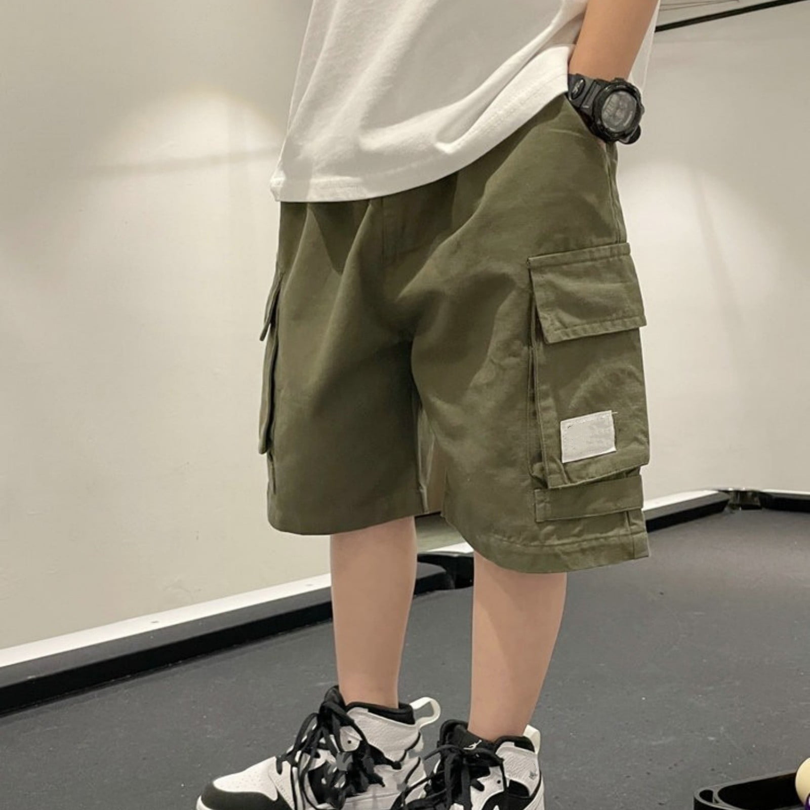 Boy's Street Leisure Sports Pocket Drawstring Stretch Waist Color Cargo 5 Division Of Labor ...