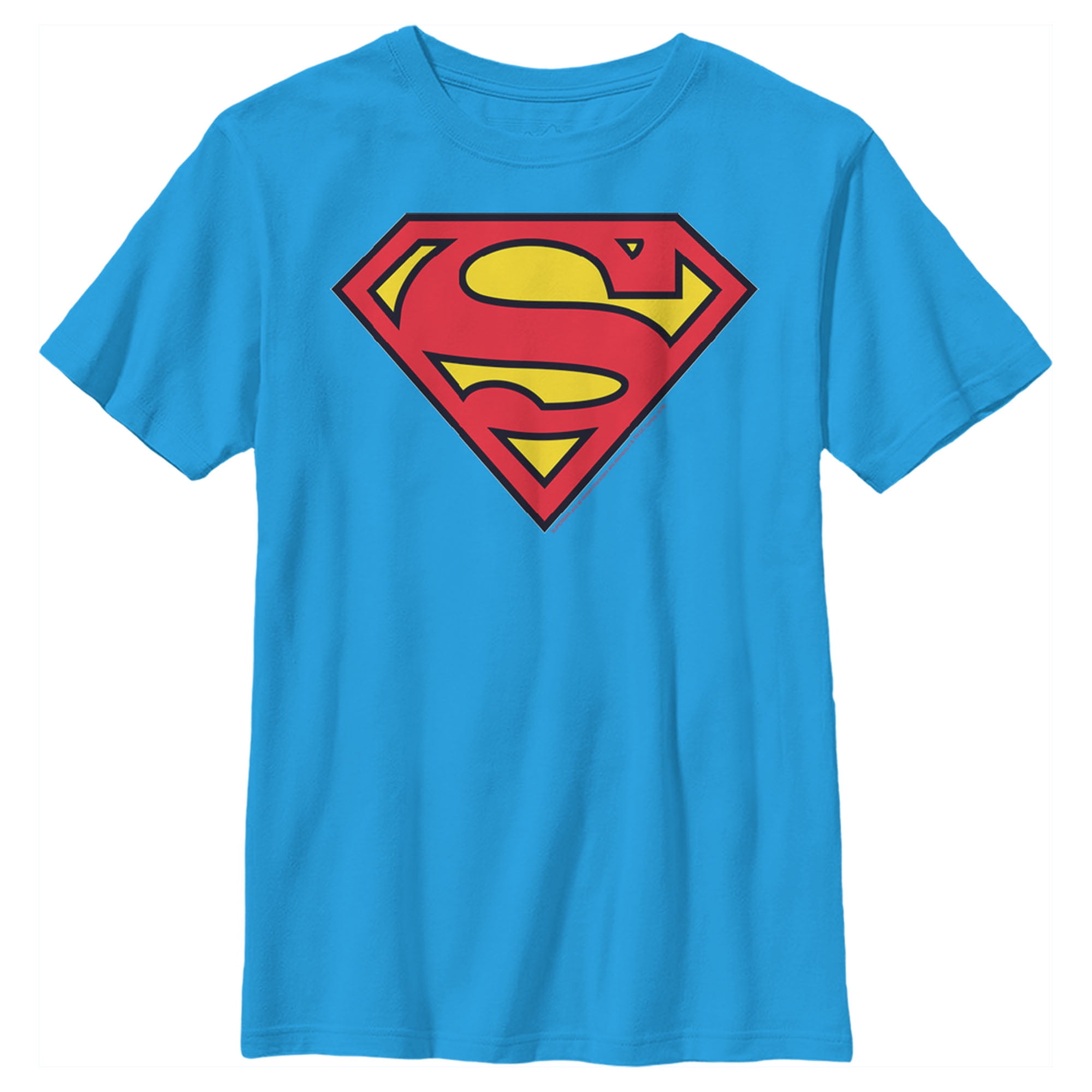 DC Comics Superman Classic Logo Boy's T-Shirt, Apparel, Turquoise, Size ...