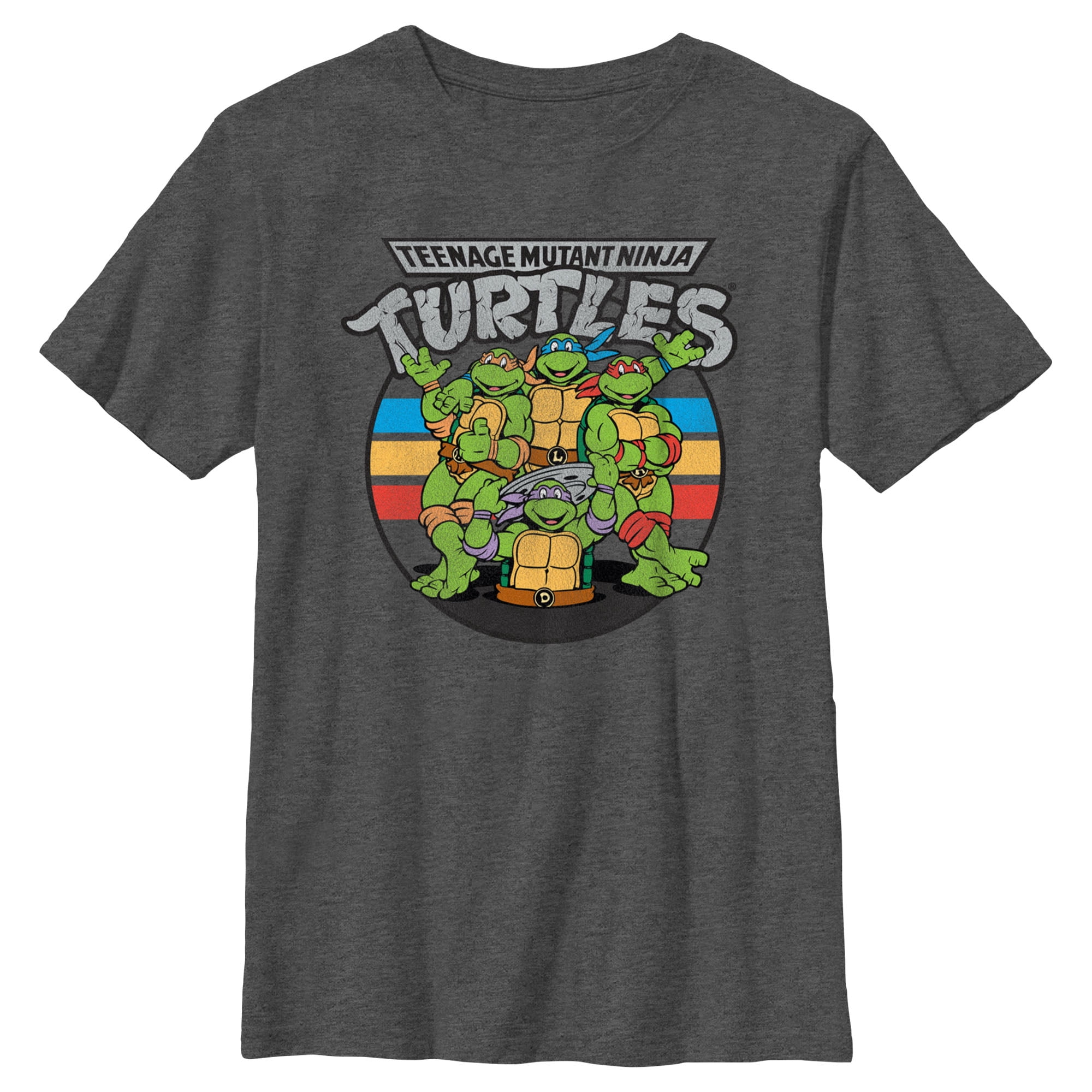 Boy's Teenage Mutant Ninja Turtles Distressed Retro Striped Brothers ...