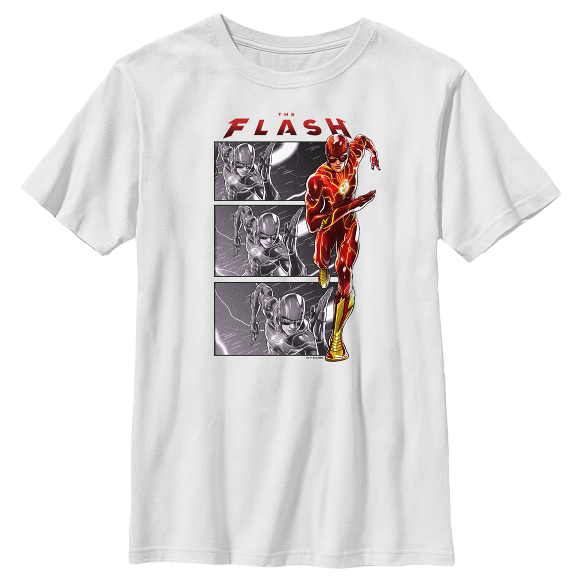 Boy's The Flash Speedster comics Book Panels Graphic Tee White Medium ...