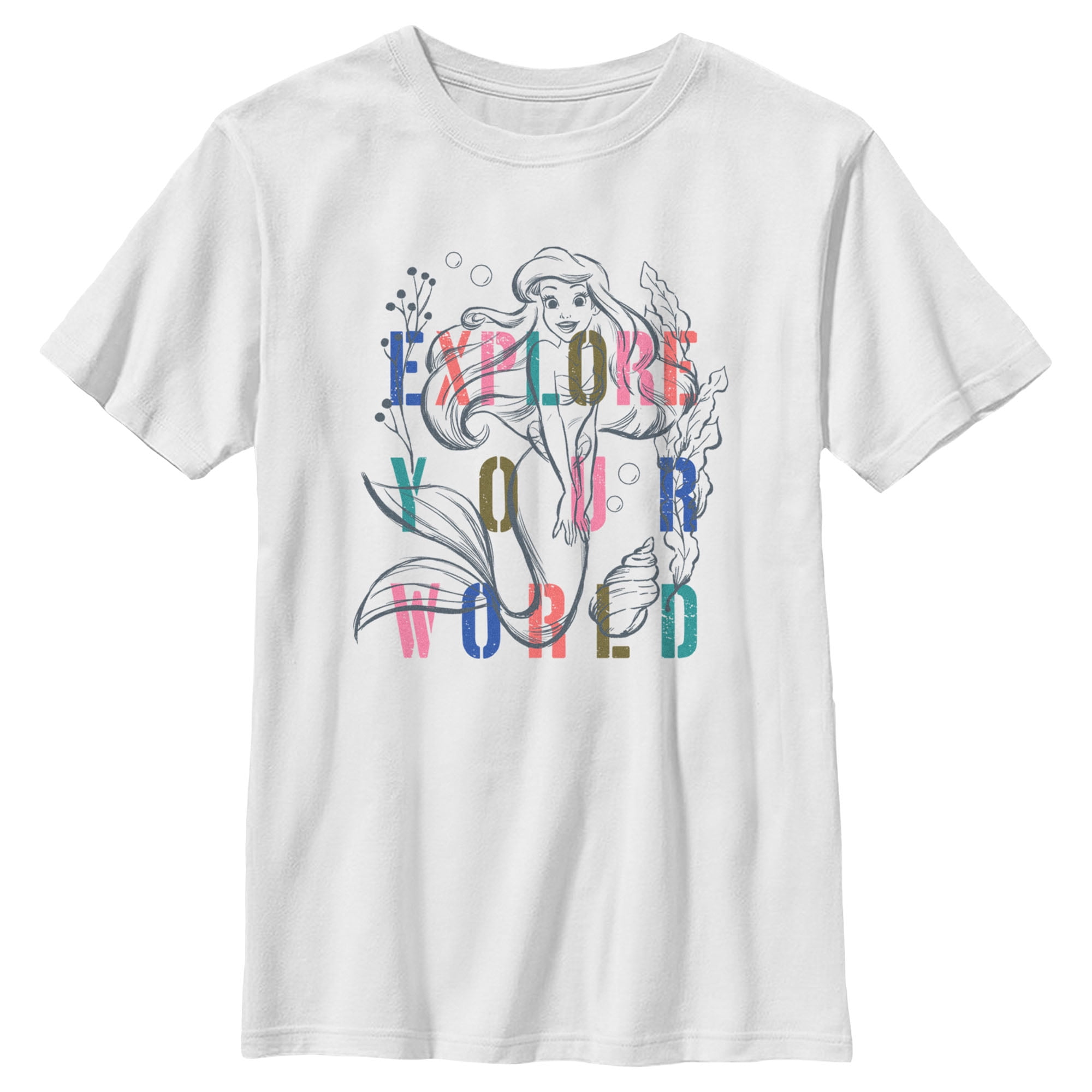 Boy's The Little Mermaid Ariel Explore Your World Graphic Tee White ...
