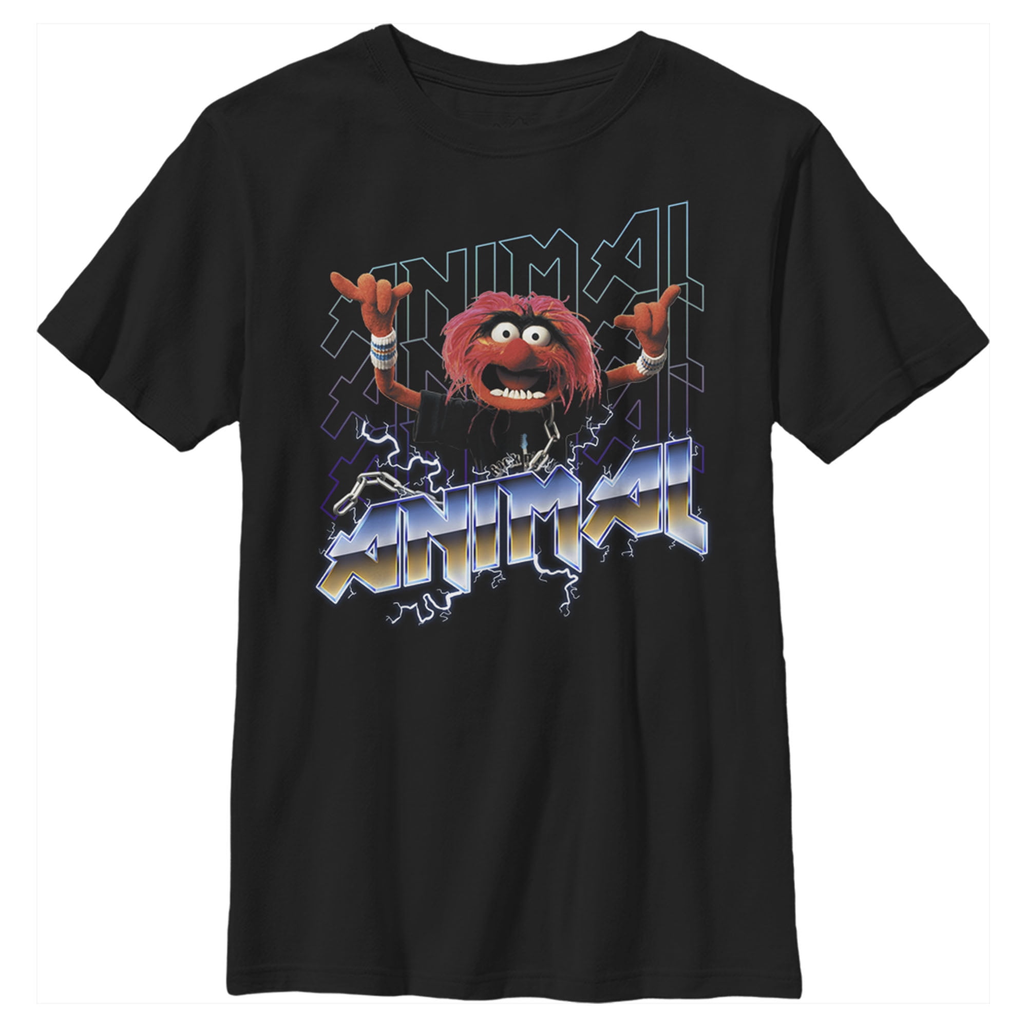 Boy's The Muppets Animal Metal Graphic Tee Black X Large - Walmart.com