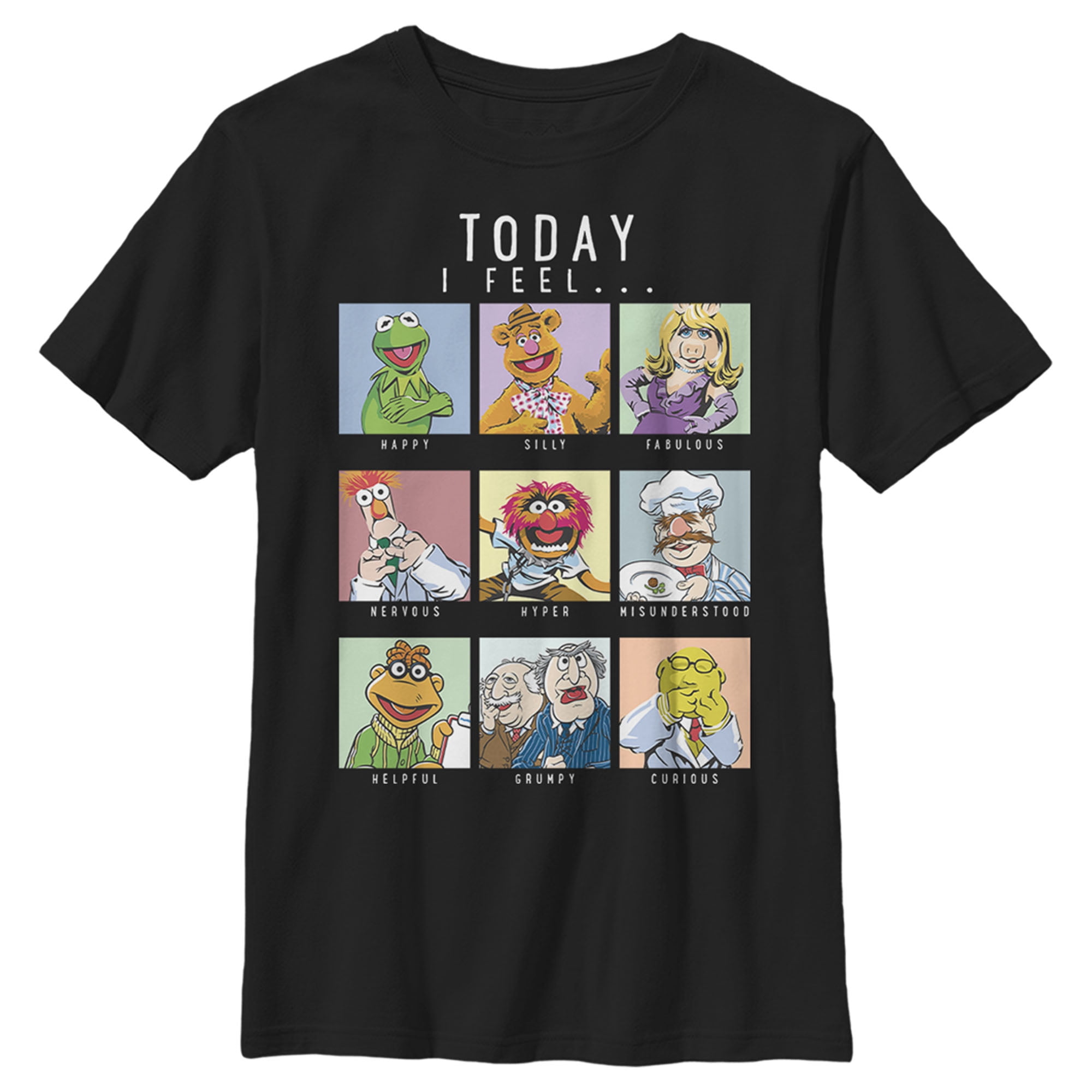 Boy's The Muppets Mood Chart Graphic Tee Black X Small - Walmart.com