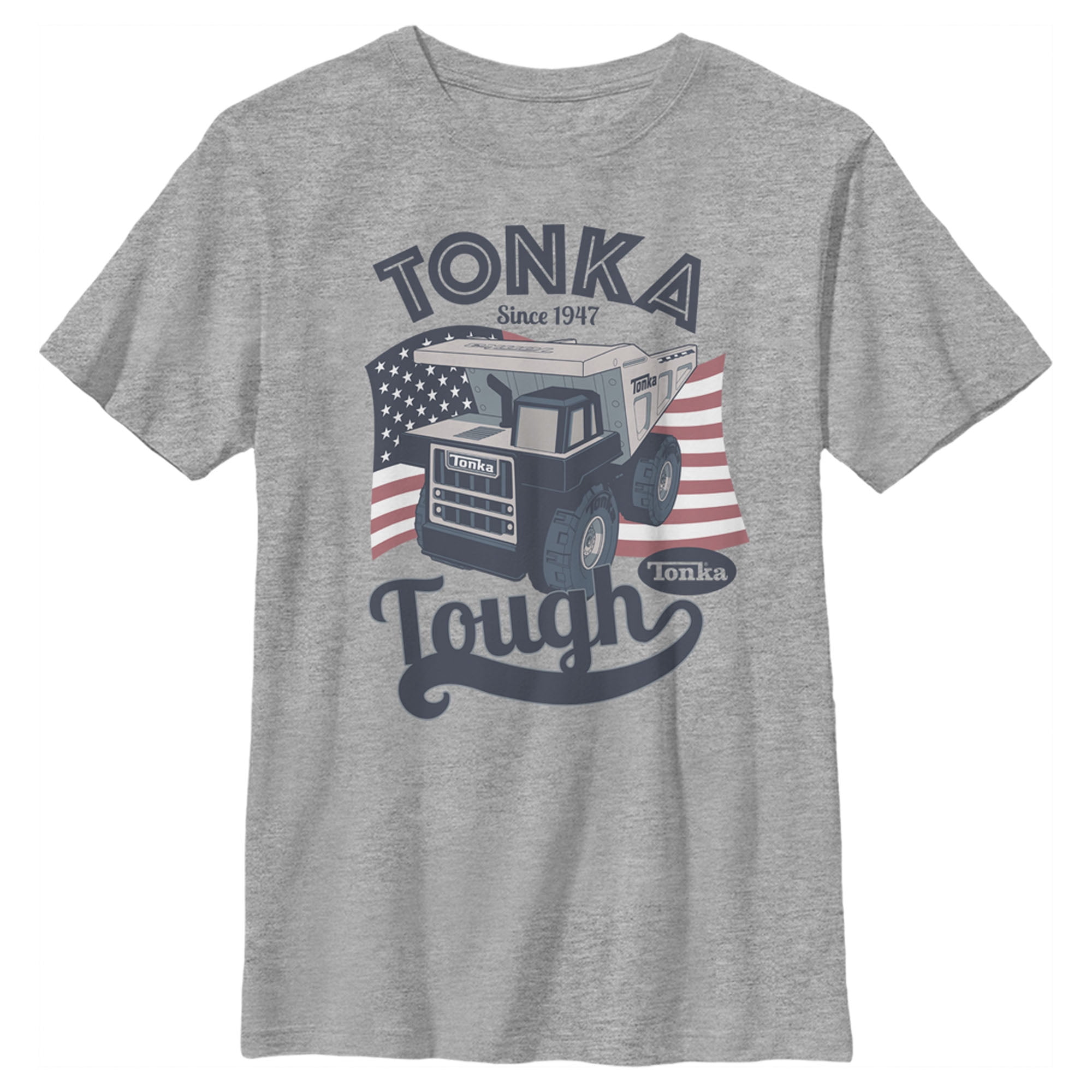 Boy's Tonka Tough America Flag Dump Truck Graphic Tee Athletic Heather ...