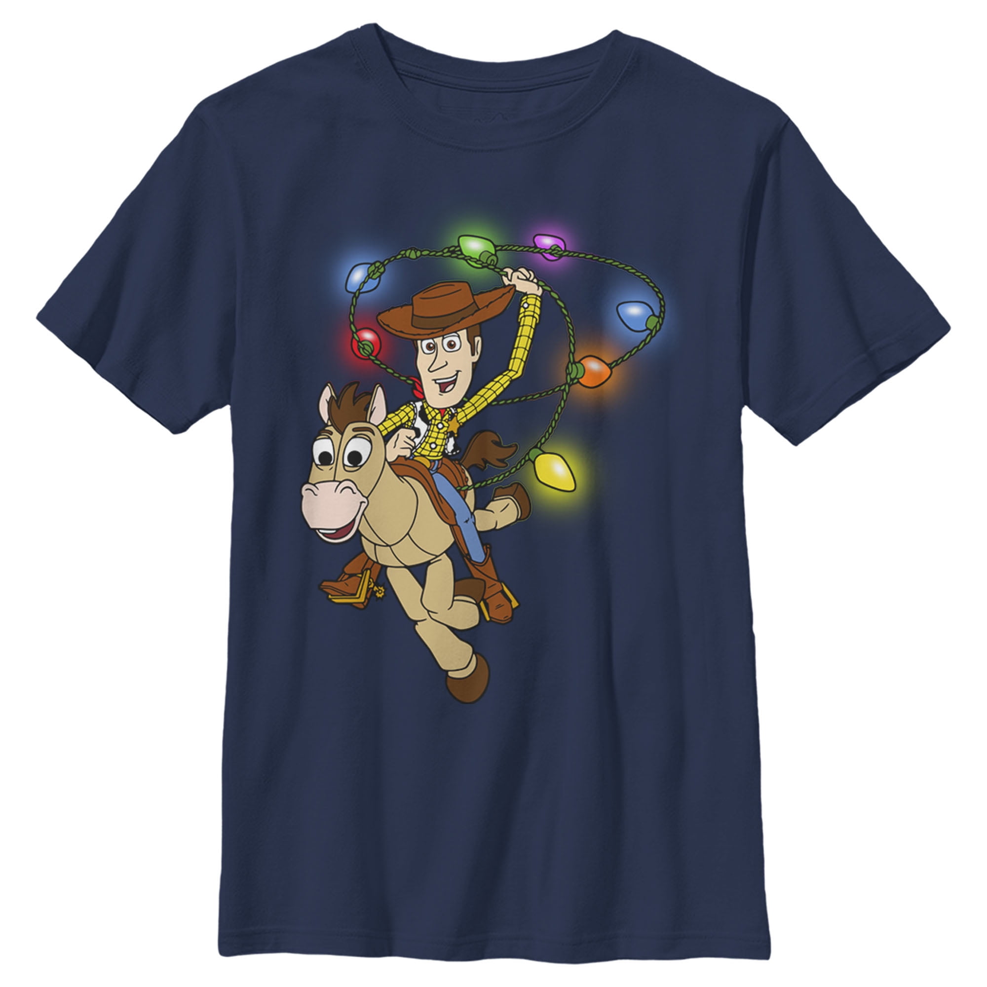 Boy's Toy Story Christmas Woody Light Lasso Graphic Tee Navy Blue ...
