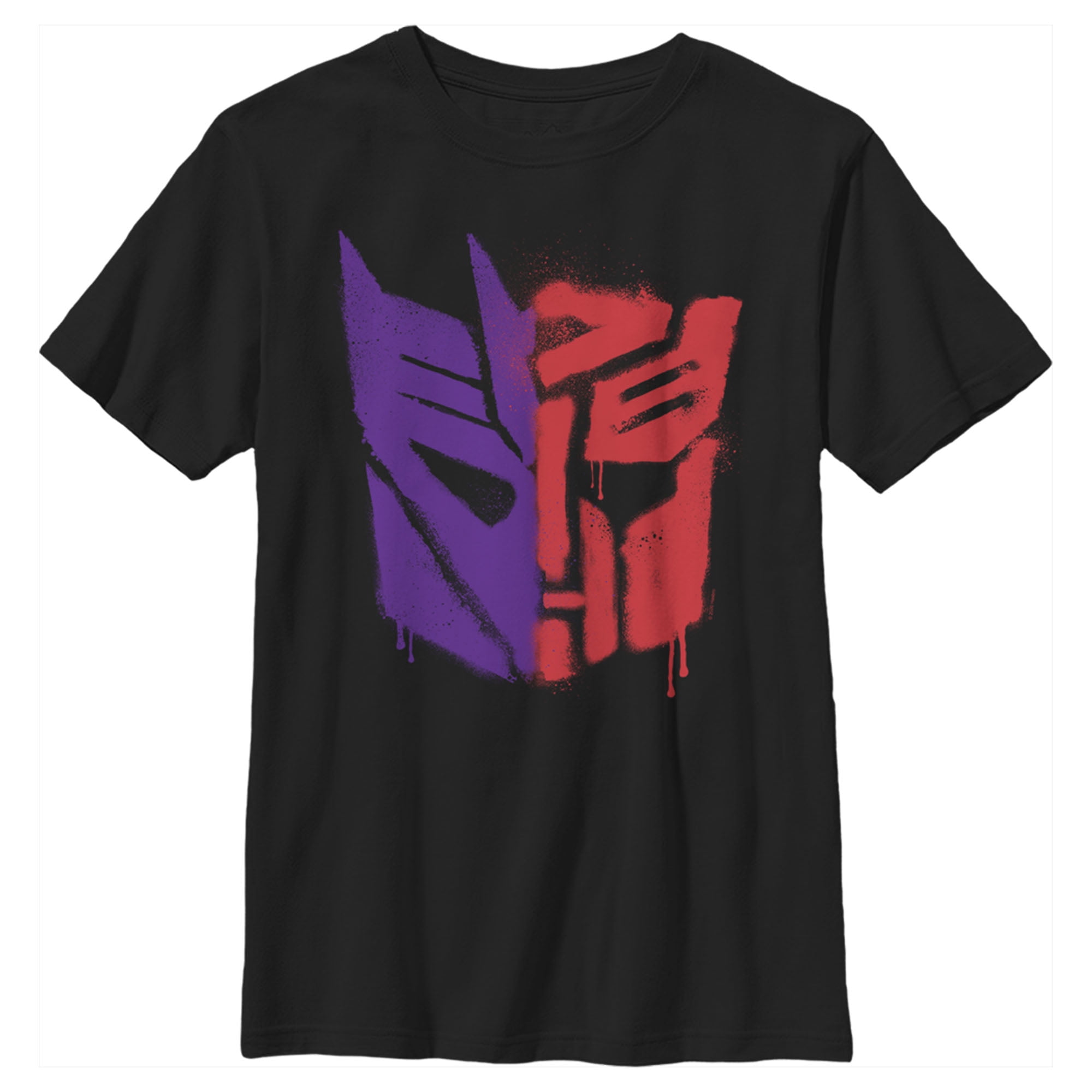 Boy's Transformers Split Bot Graffiti Logo Graphic Tee Black Medium ...