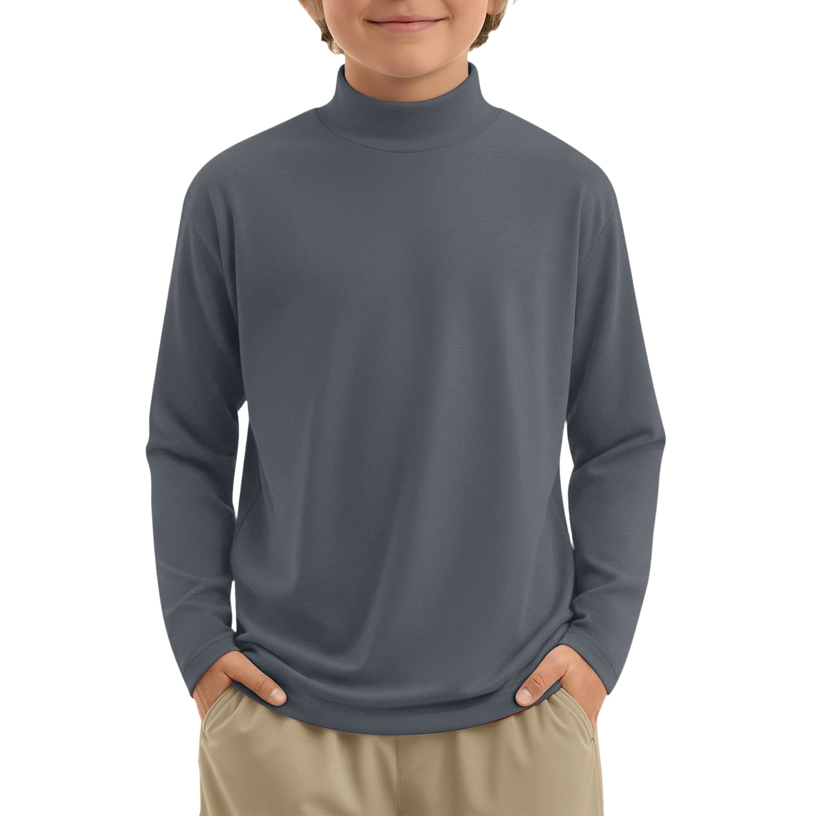Boy's Turtleneck Long Sleeve Pullover T-Shirts Warm Stretch Kids Turtle ...