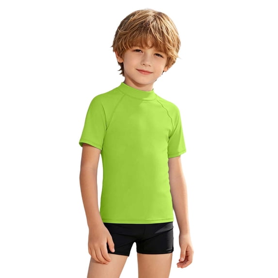 Boy's UPF 50 Rash Guard Swim Shirts Short Sleeve Sun Protection SPF ...