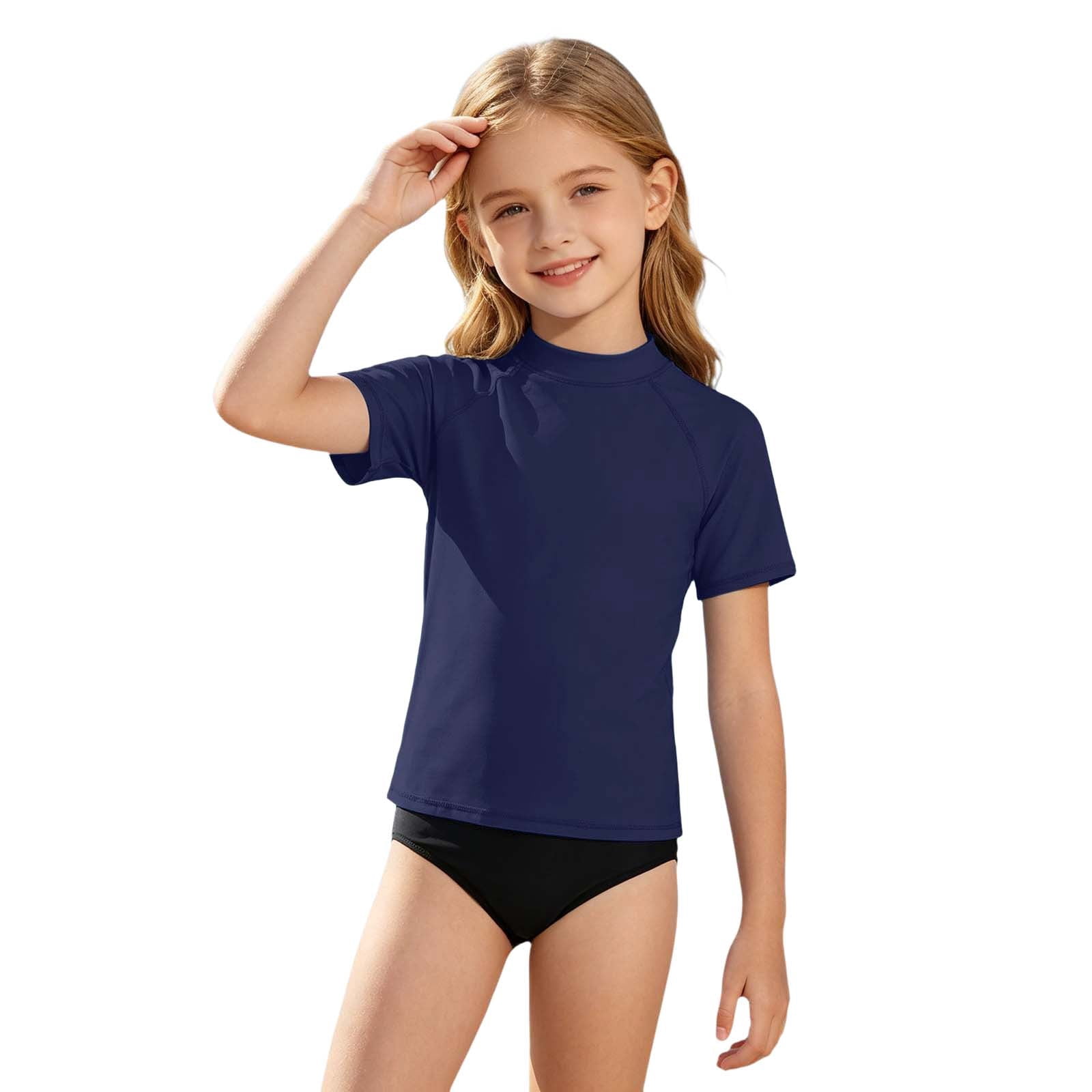 Boy's UPF 50 Rash Guard Swim Shirts Short Sleeve Sun Protection SPF ...