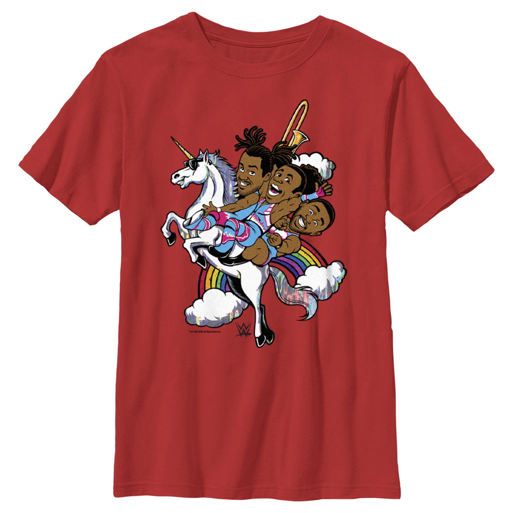 Boy's WWE New Day Unicorn Animated Graphic Tee Red Large - Walmart.com