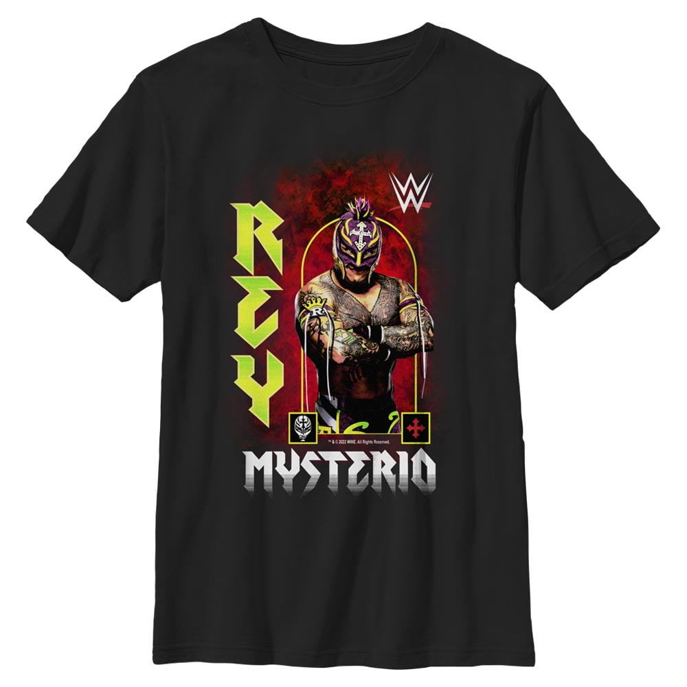WWE Boys' Rey Mysterio Poster Graphic Tee, Black, X Large, Officially ...