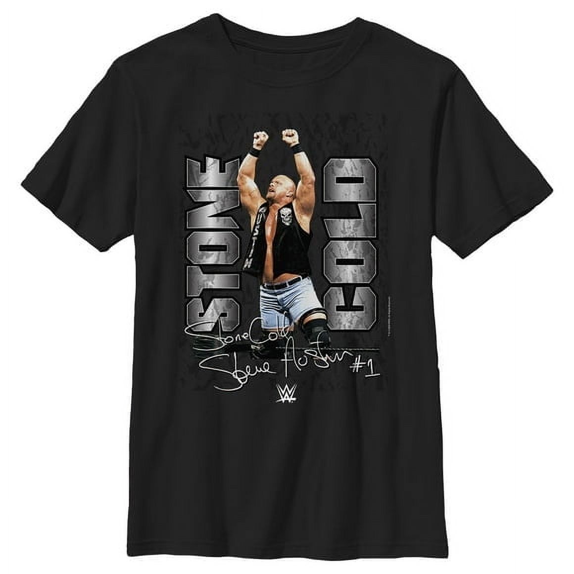 Boy's WWE Stone Cold Steve Austin Signature Photo Graphic Tee Black ...