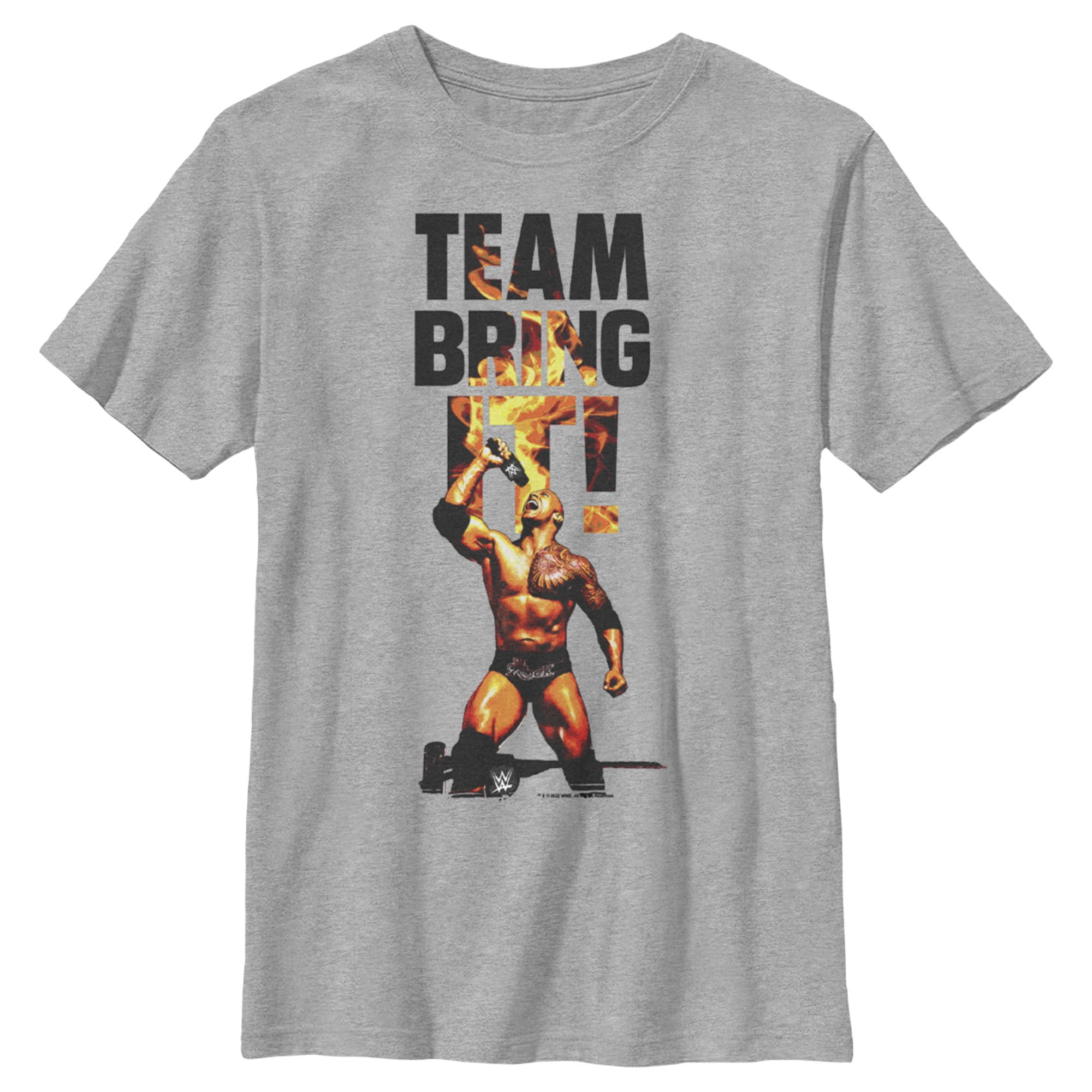 Boy's WWE The Rock Team Bring It Graphic Crop T-Shirt Athletic Heather ...