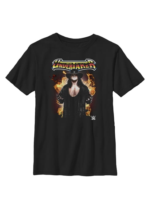 Boy's WWE Undertaker Purple Lightning Logo Graphic Tee Black Large ...