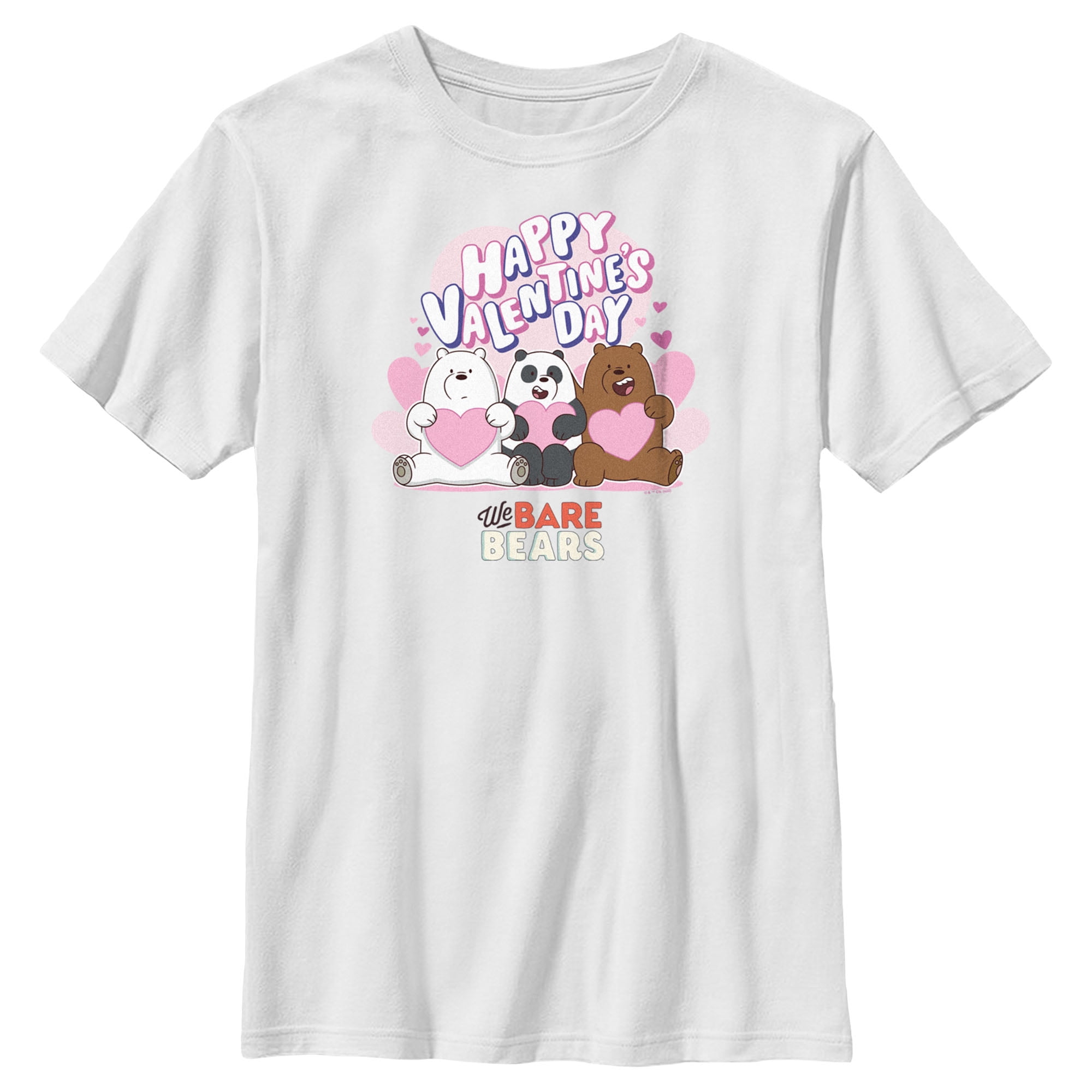Boy's We Bare Bears Happy Valentine's Day Hearts Graphic Tee White ...
