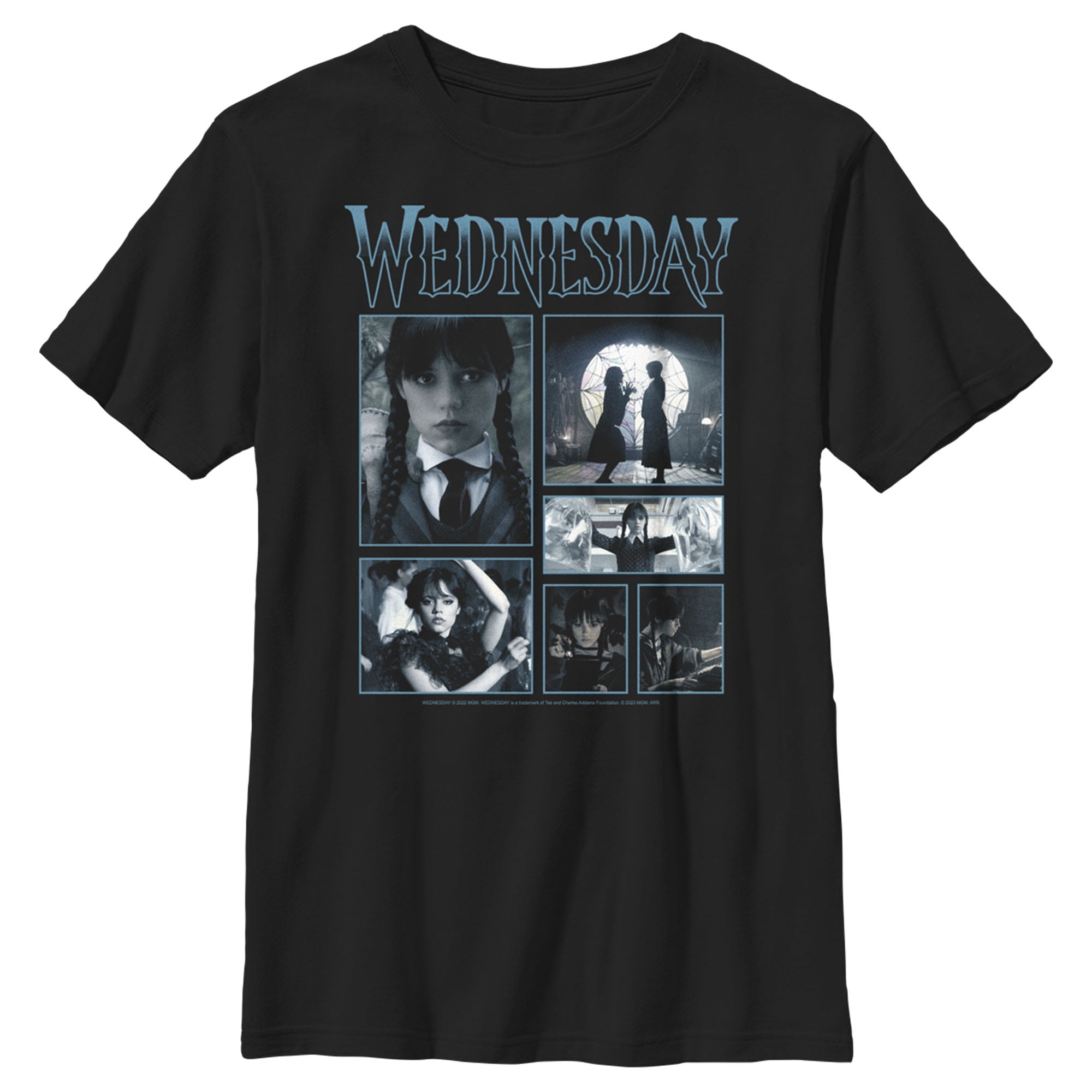 Boy's Wednesday Iconic Scenes Graphic Tee Black X Large - Walmart.com