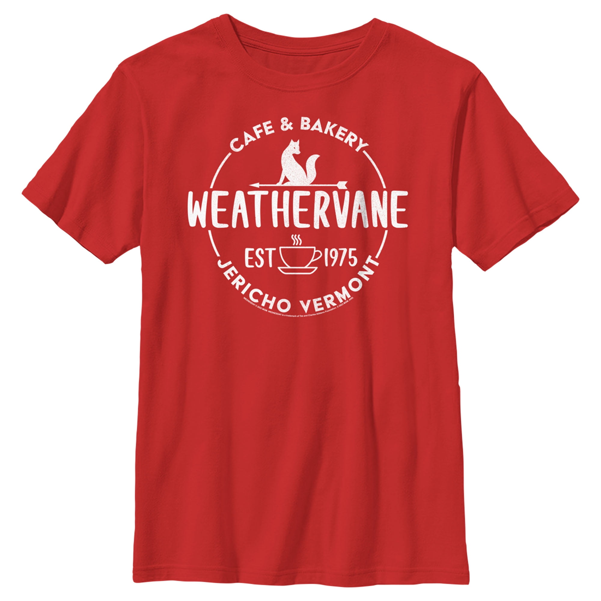Boy's Wednesday Weathervane Cafe Logo Graphic Tee Red X Large - Walmart.com