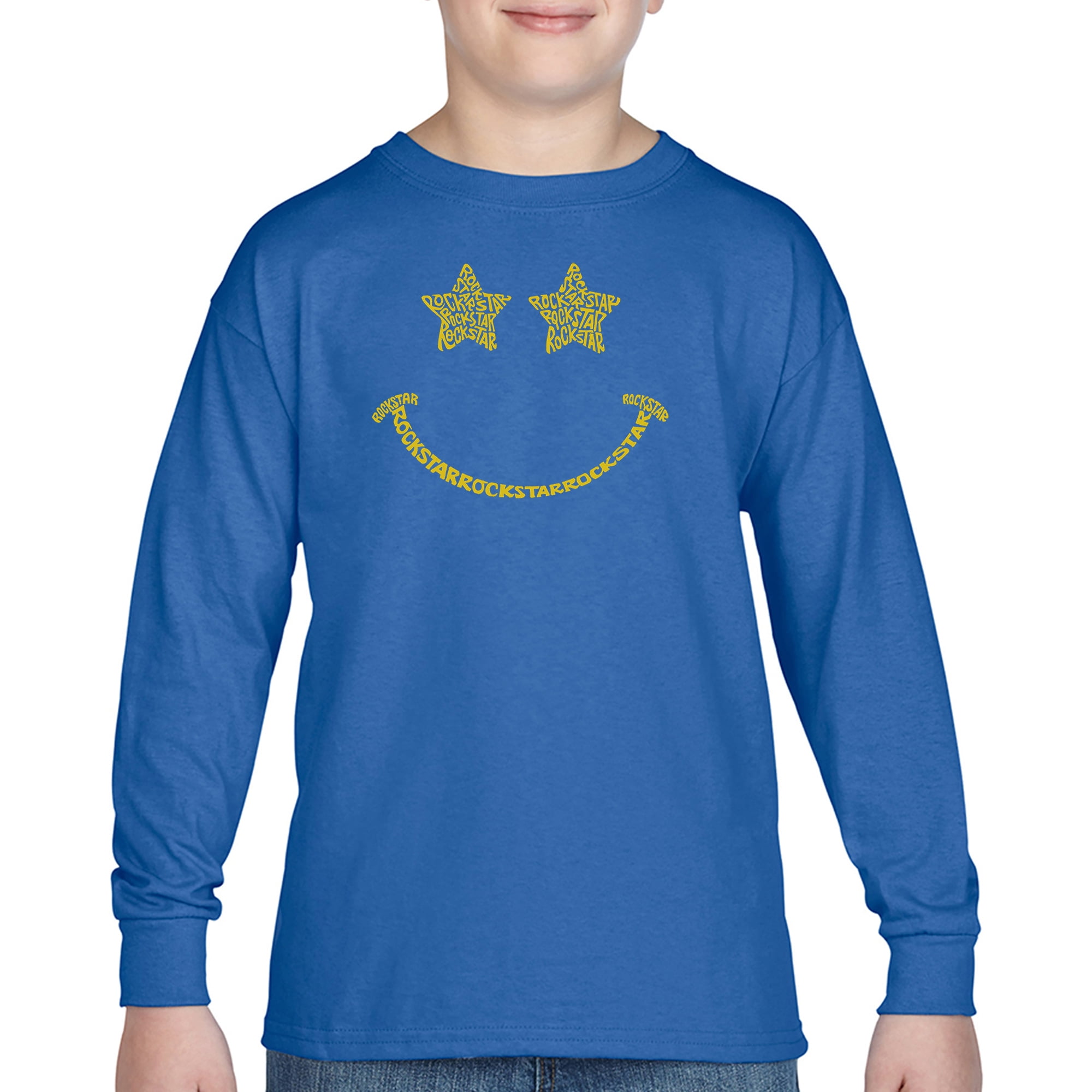 Boy's Word Art Long Sleeve - Rockstar Smiley - Walmart.com
