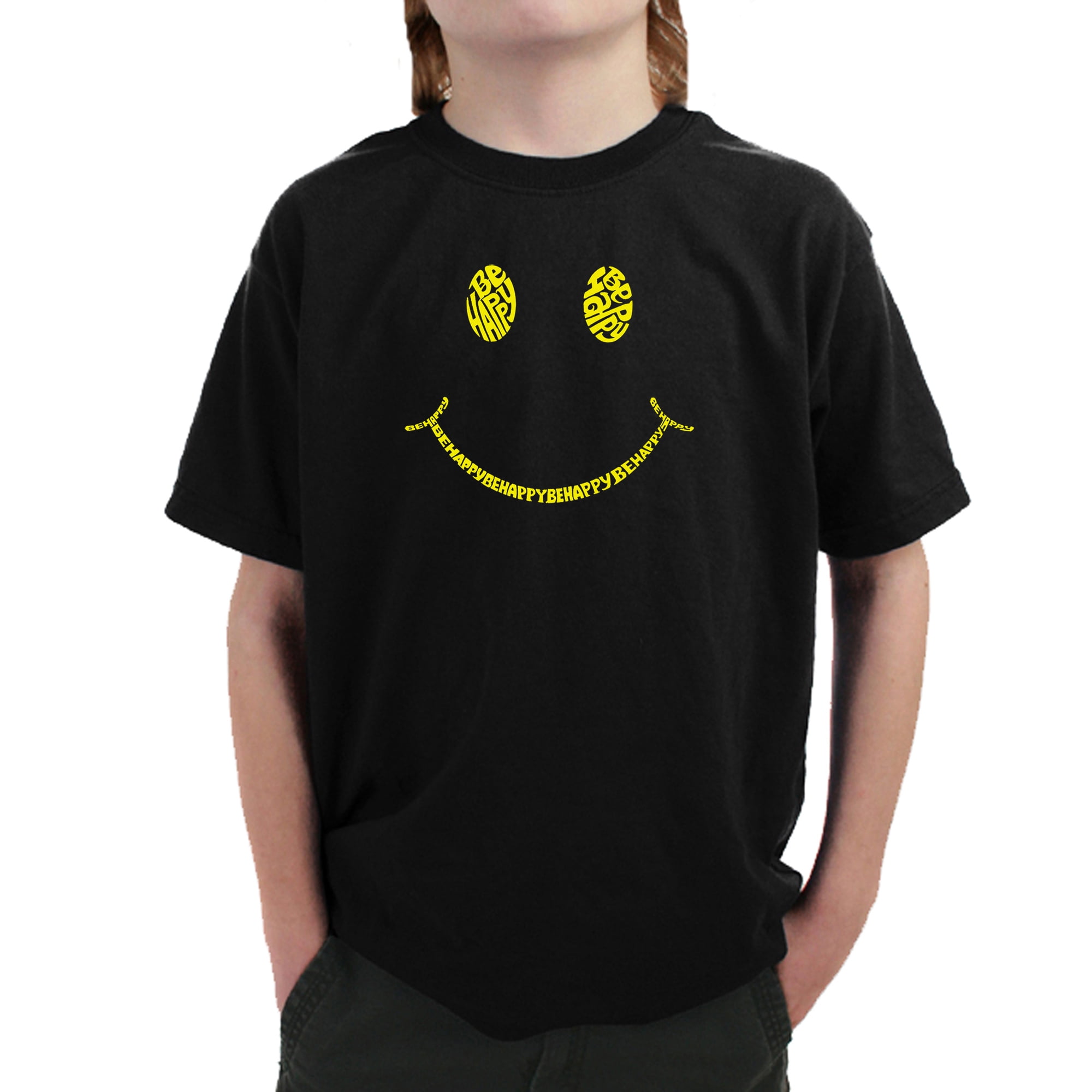 Boy's Word Art T-shirt - Be Happy Smiley Face - Walmart.com