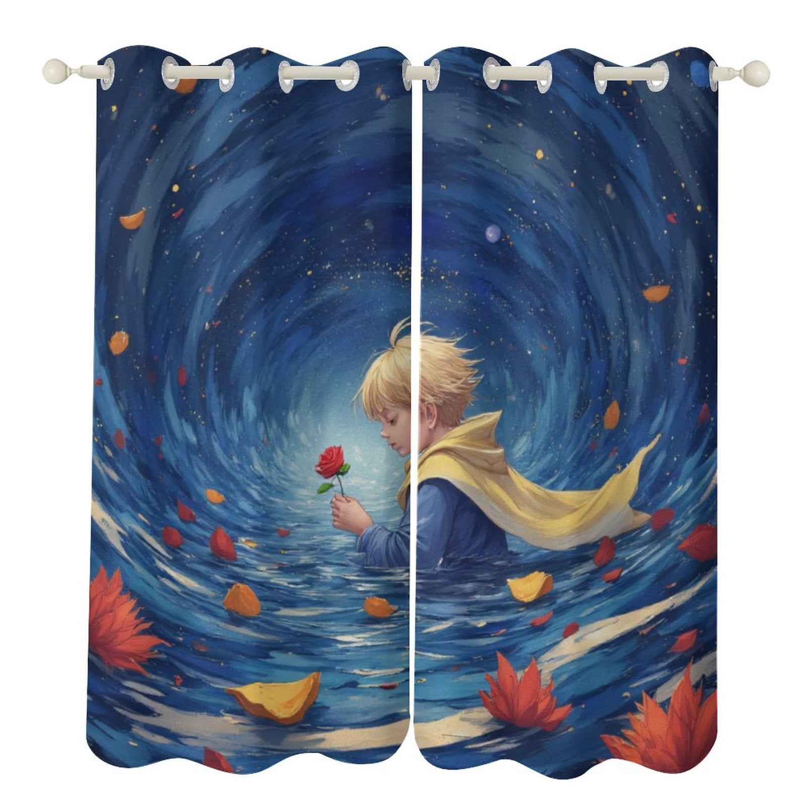 Boy with Rose in Whirlpool Blackout Window Curtains for Bedroom Living ...