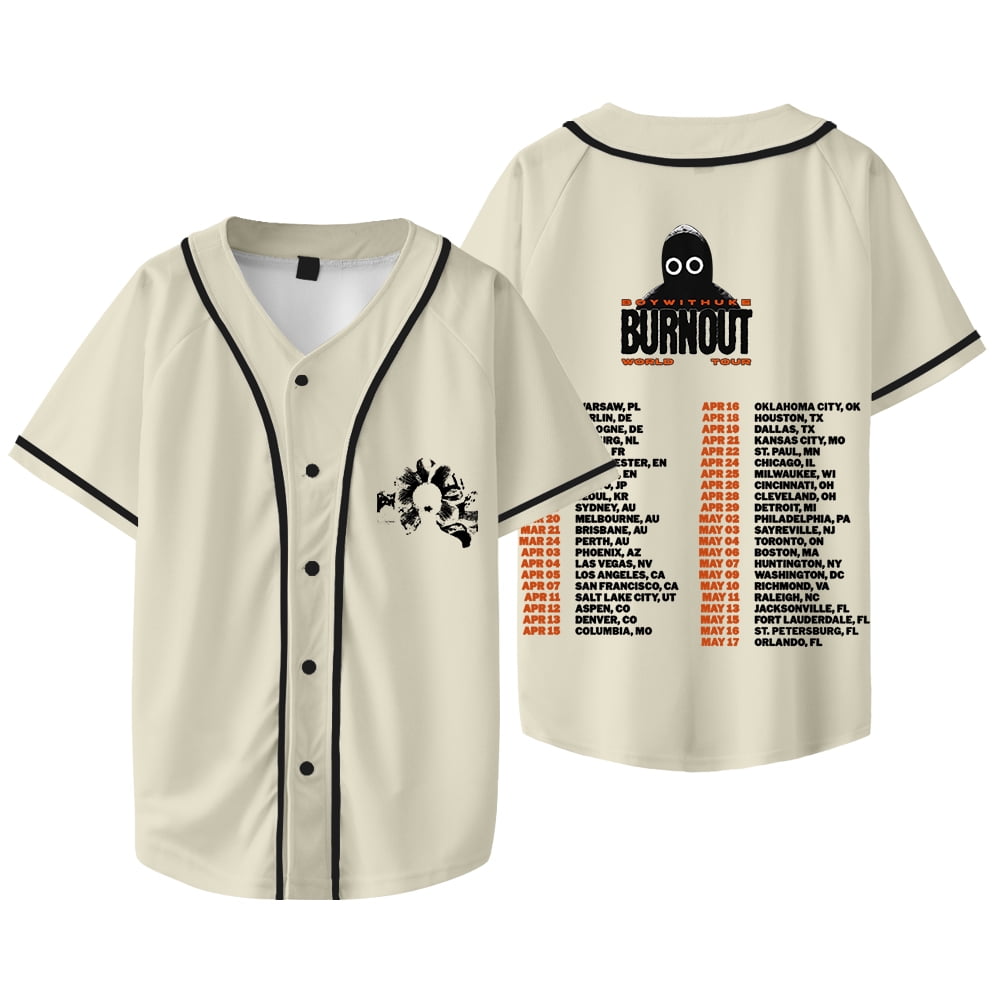 BoyWithUke Burnout Tour Baseball Jacket Tee Cosplay Women Men V-neck Short Sleeve T-Shirts ...