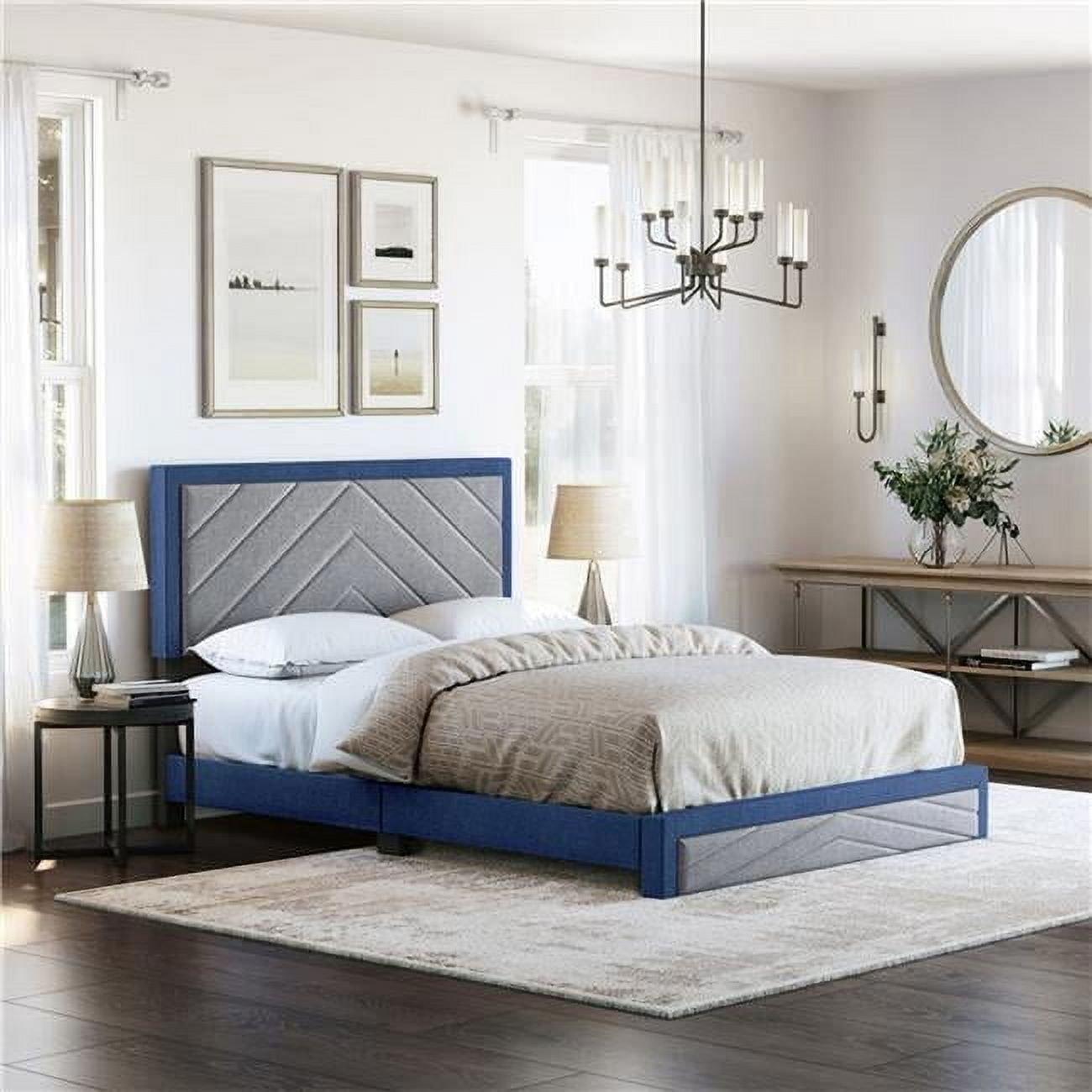 Boyd Sleep Brayden Linen Upholstered Platform Bed - Gray - King Size ...