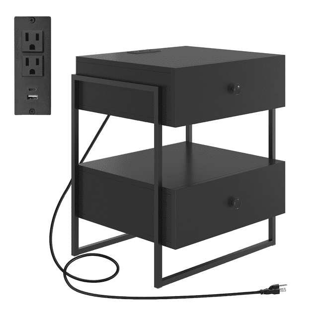 Boyd Sleep Pesaro Modern Two Drawer Nightstand with USB Charging Ports ...