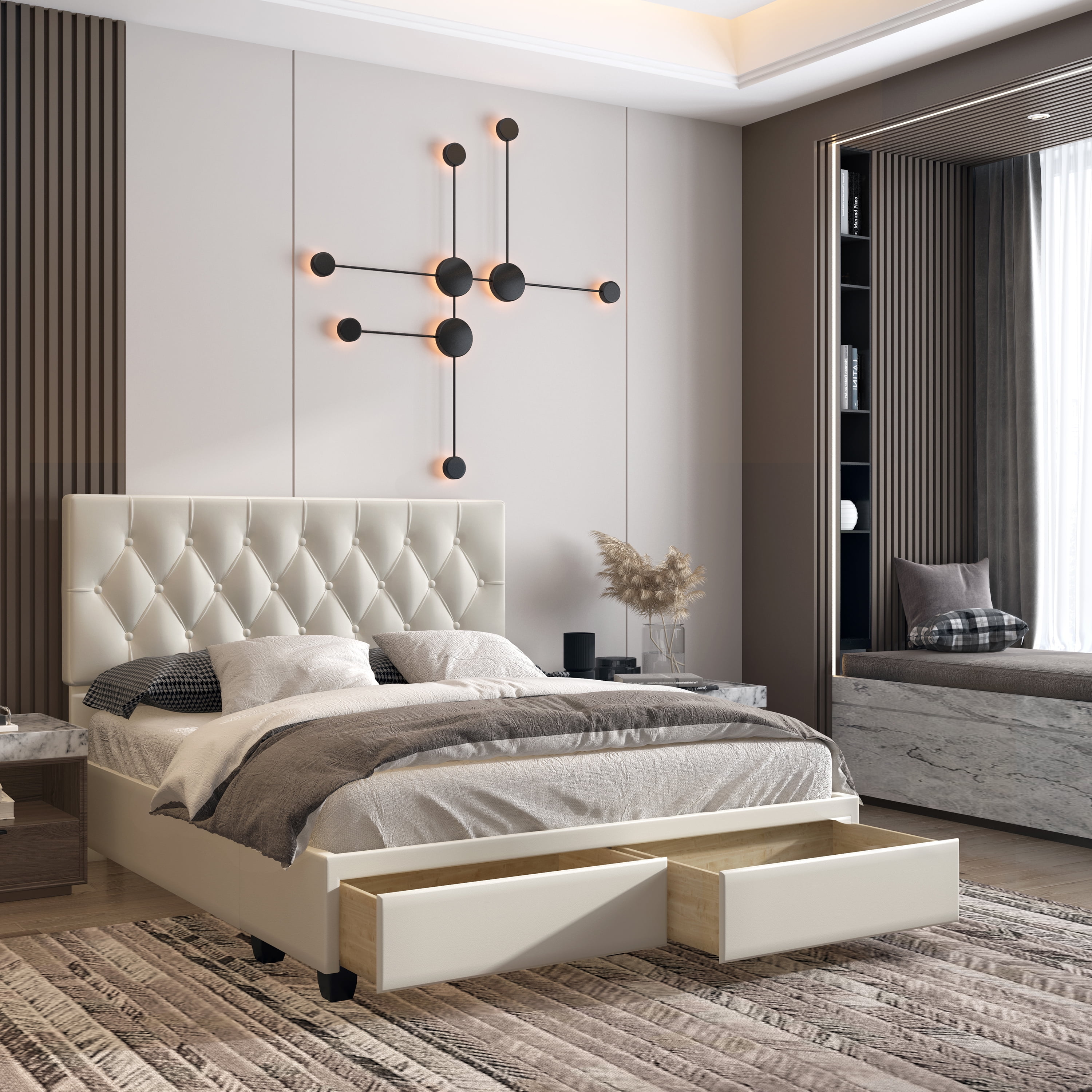 Boyd Sleep Verona Faux Leather Upholstered Tufted Platform Storage Bed ...