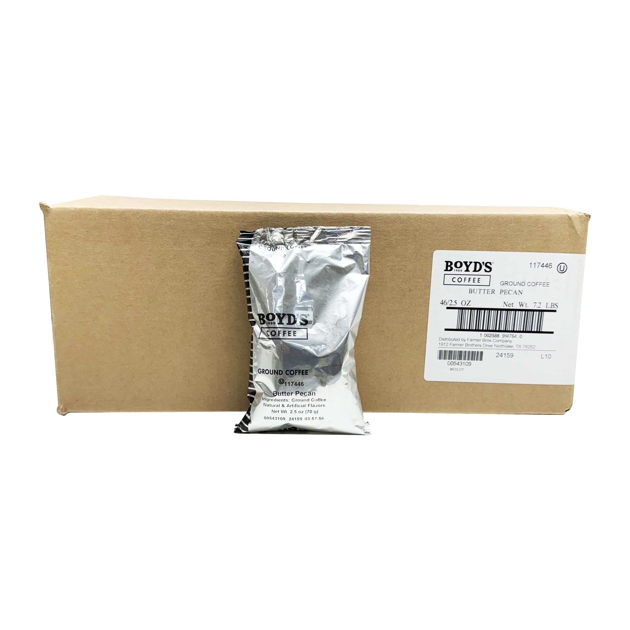 Boyd's Butter Pecan Ground Coffee, 46/2.5oz Pre-Portioned Packets ...