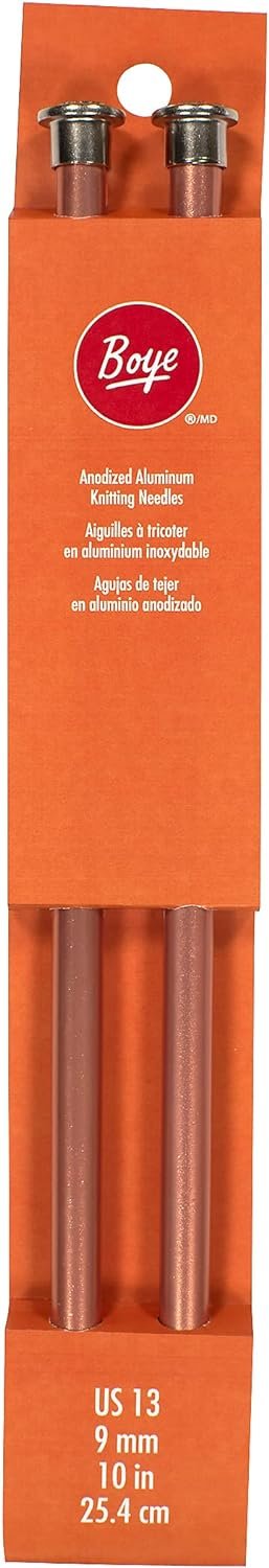 Boye 3216327013M Aluminum Straight Knitting Needles Set, US Size 13, 10 ...