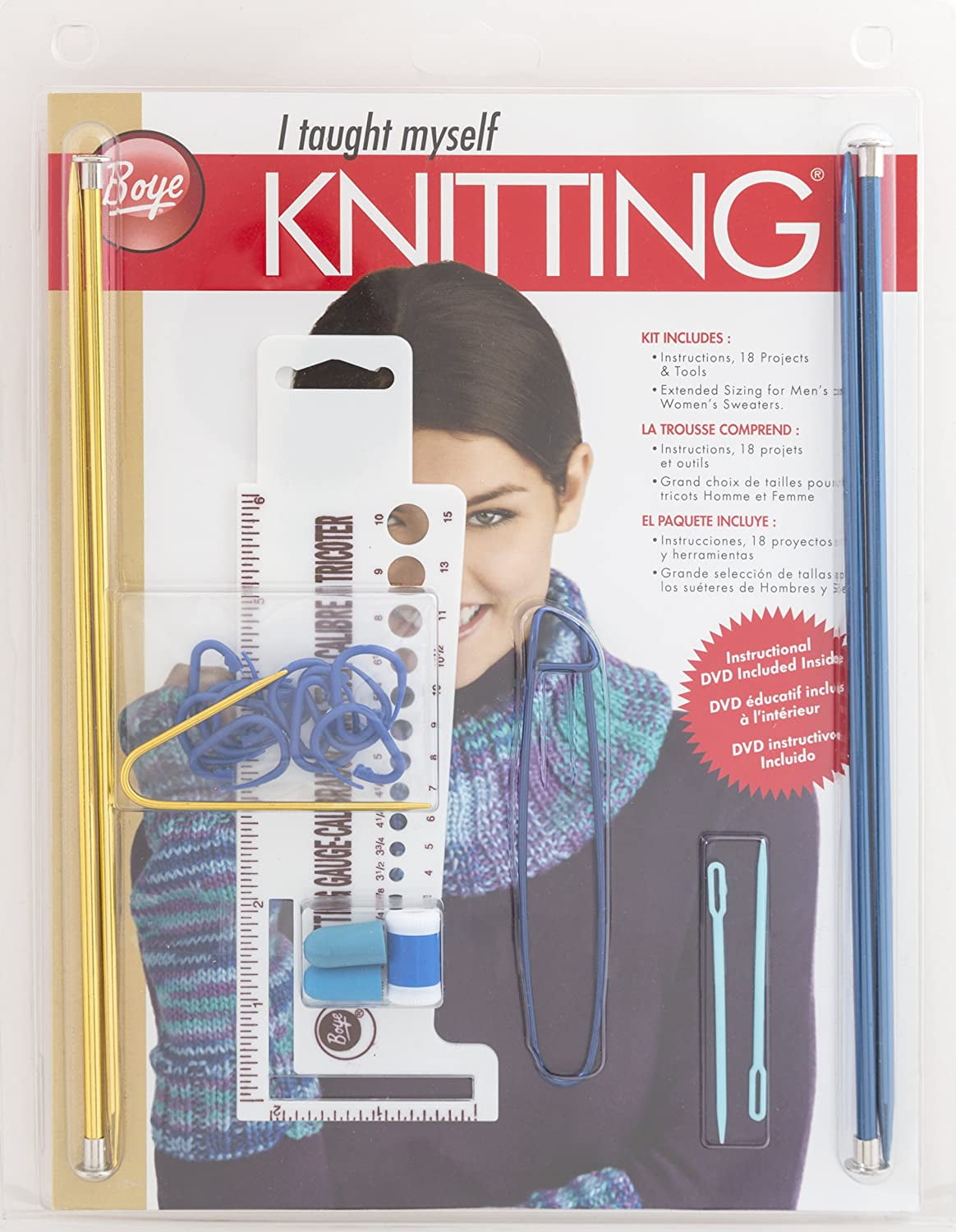 Boye Beginners Learn Knitting Starter Kit with Yarn and Accessories ...