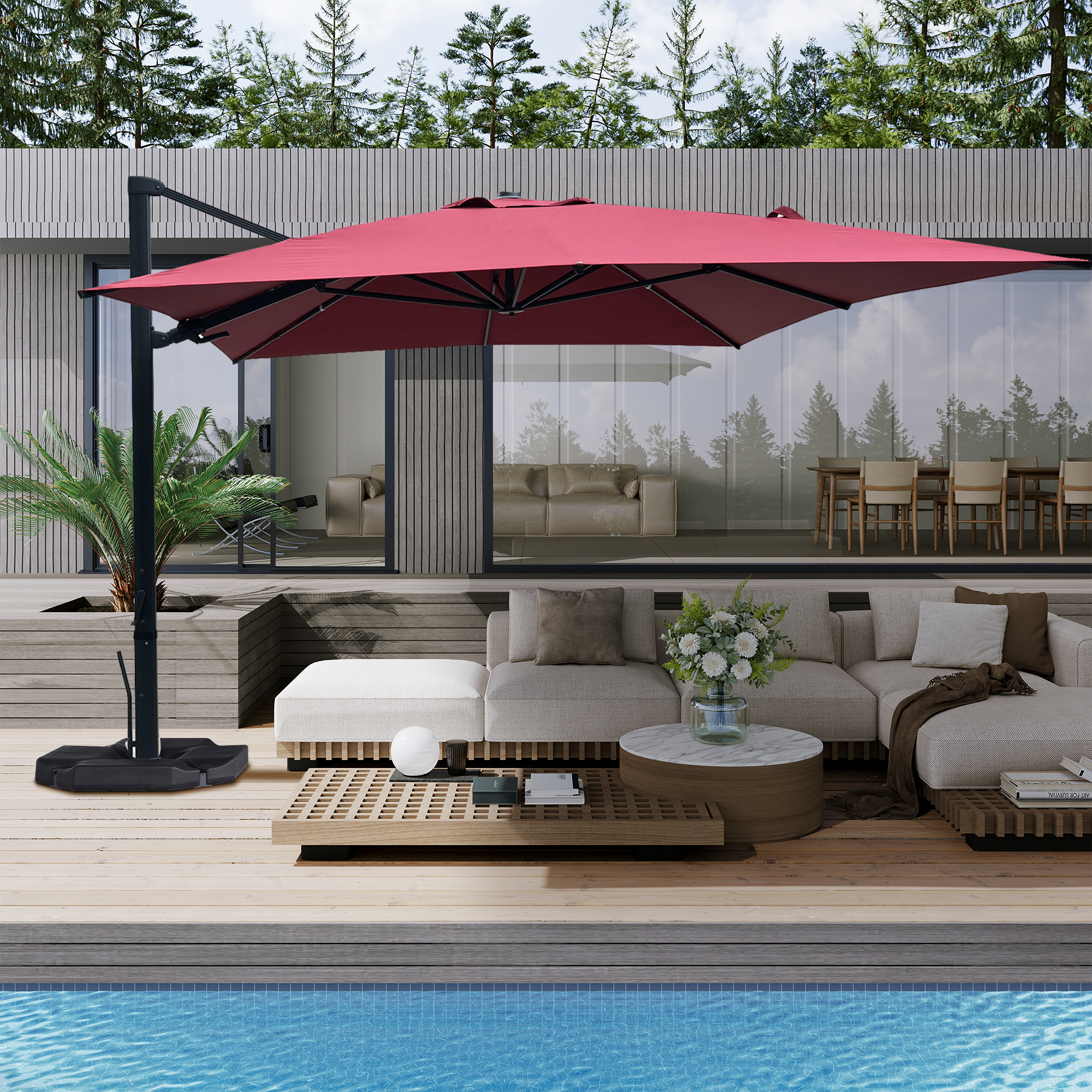 Boyel Living 10 x 13 FT Cantilever Outdoor Patio Umbrella - w/Base, 360 ...