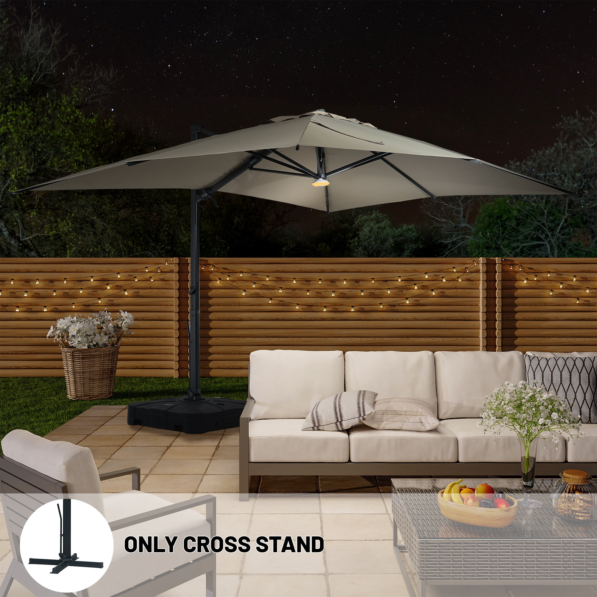 Boyel Living 10 x 13 FT Patio Offset Cantilever Umbrella w/ Bluetooth ...